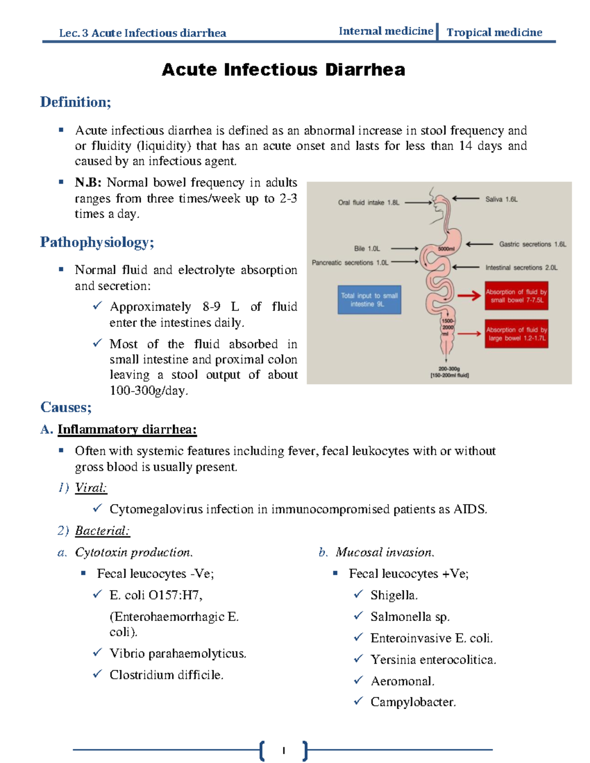 Acute Infectious diarrhea - N: Normal bowel frequency in adults ranges ...