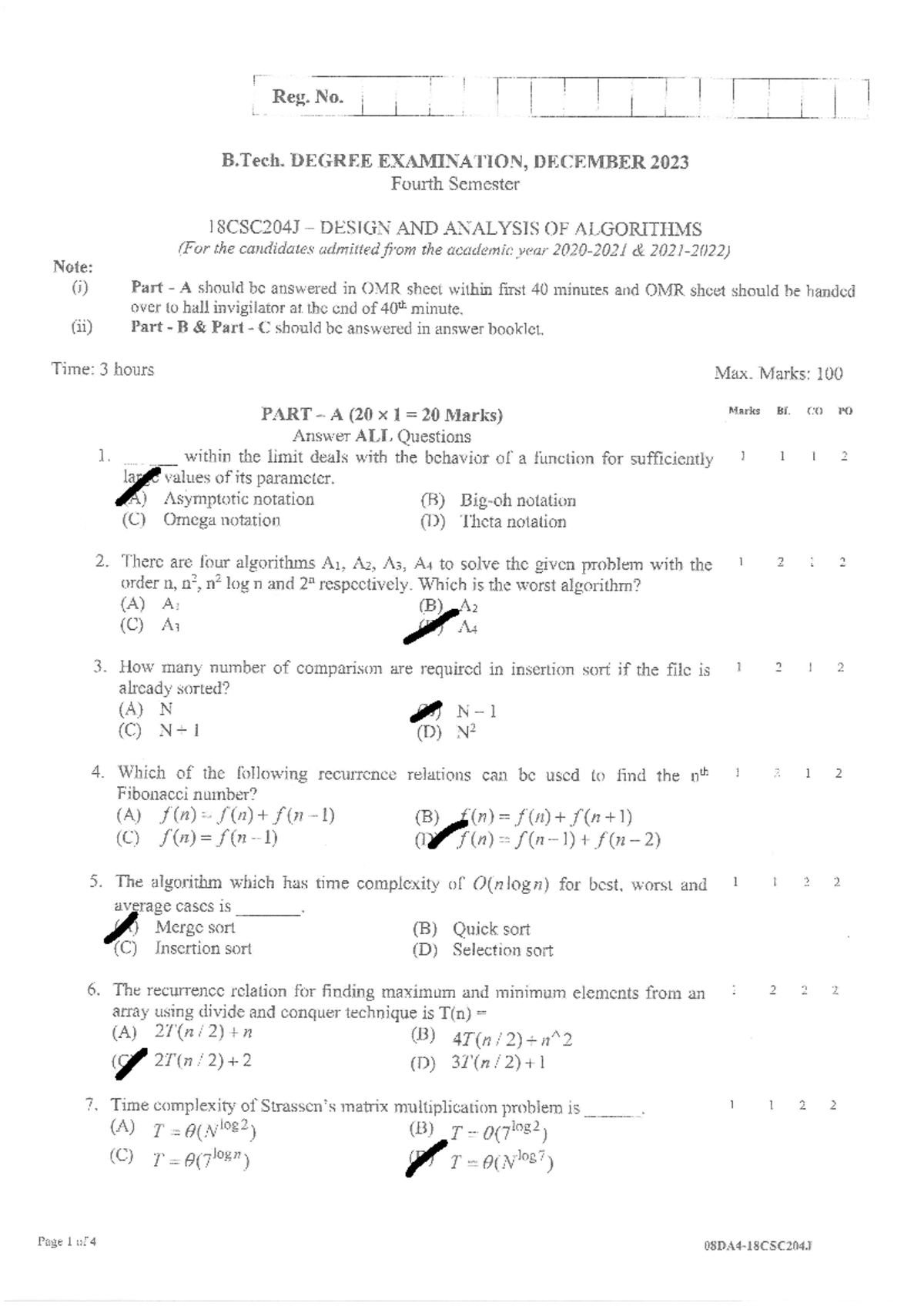 18CSC204J 10.01.2024 AN edited - Design And Analysis Of Algorithms - Studocu
