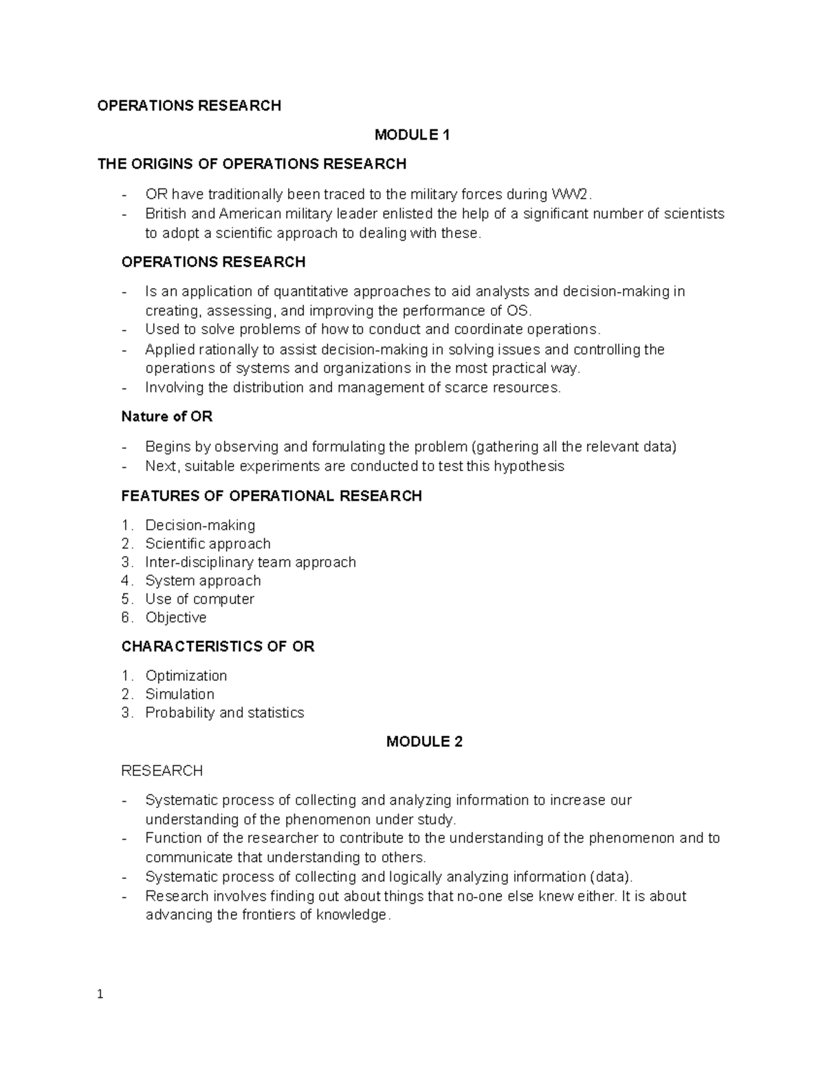 Operations- Research- Reviewer - OPERATIONS RESEARCH MODULE 1 THE ...