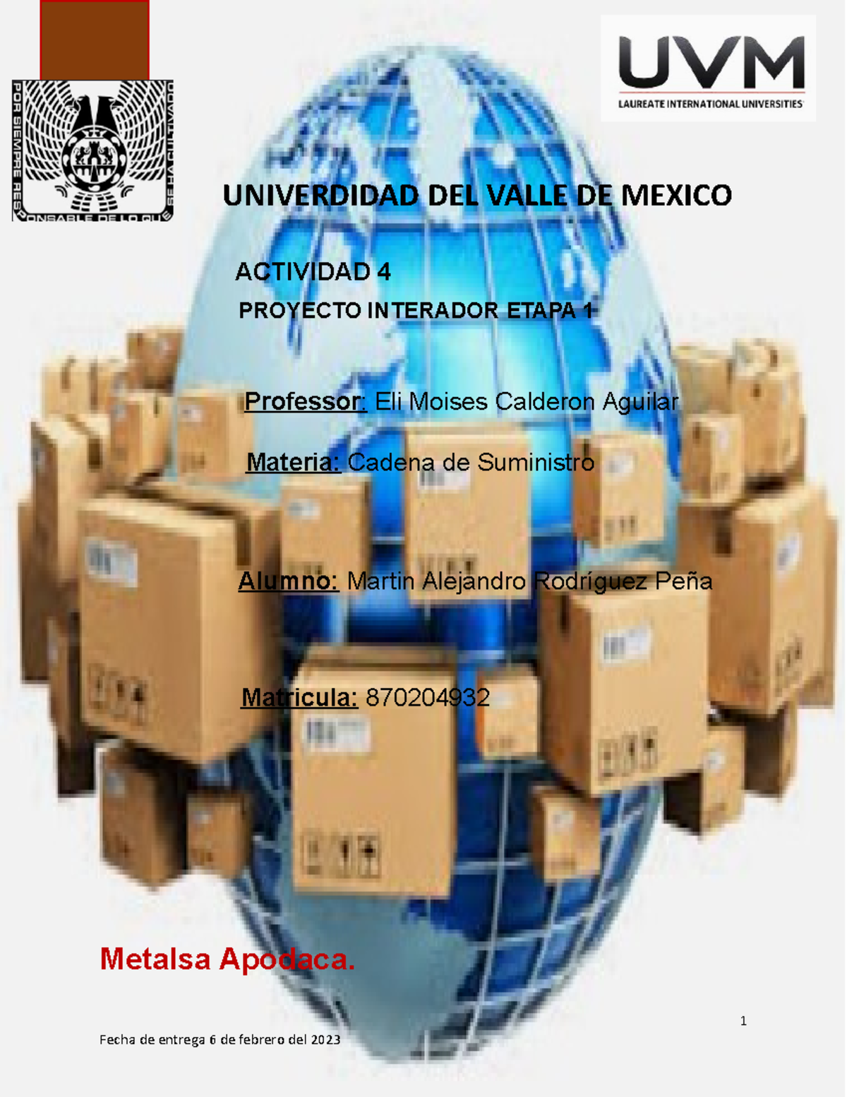 ACT4 AHT - cadena de suministro actividad 8 - Metalsa Apodaca. 1 ...