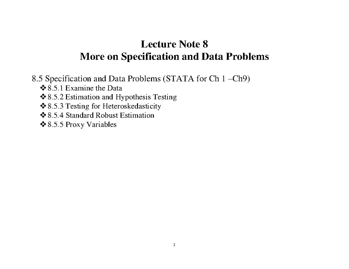 Using Stata in HE2005 - Lecture Note 8 More on Specification and Data ...