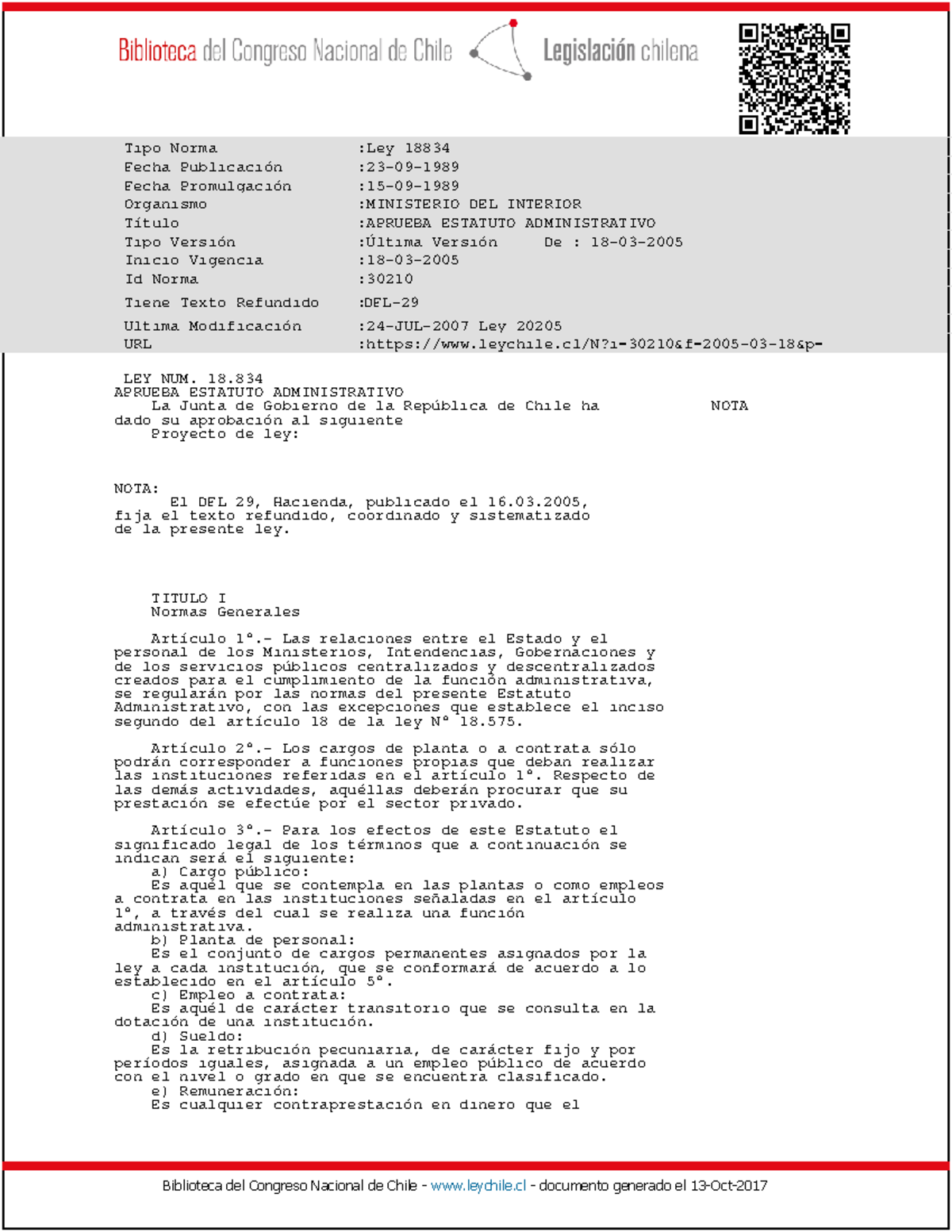 LEY-18834 23-SEP-1989 - Tipo Norma Fecha Publicación Fecha Promulgación ...
