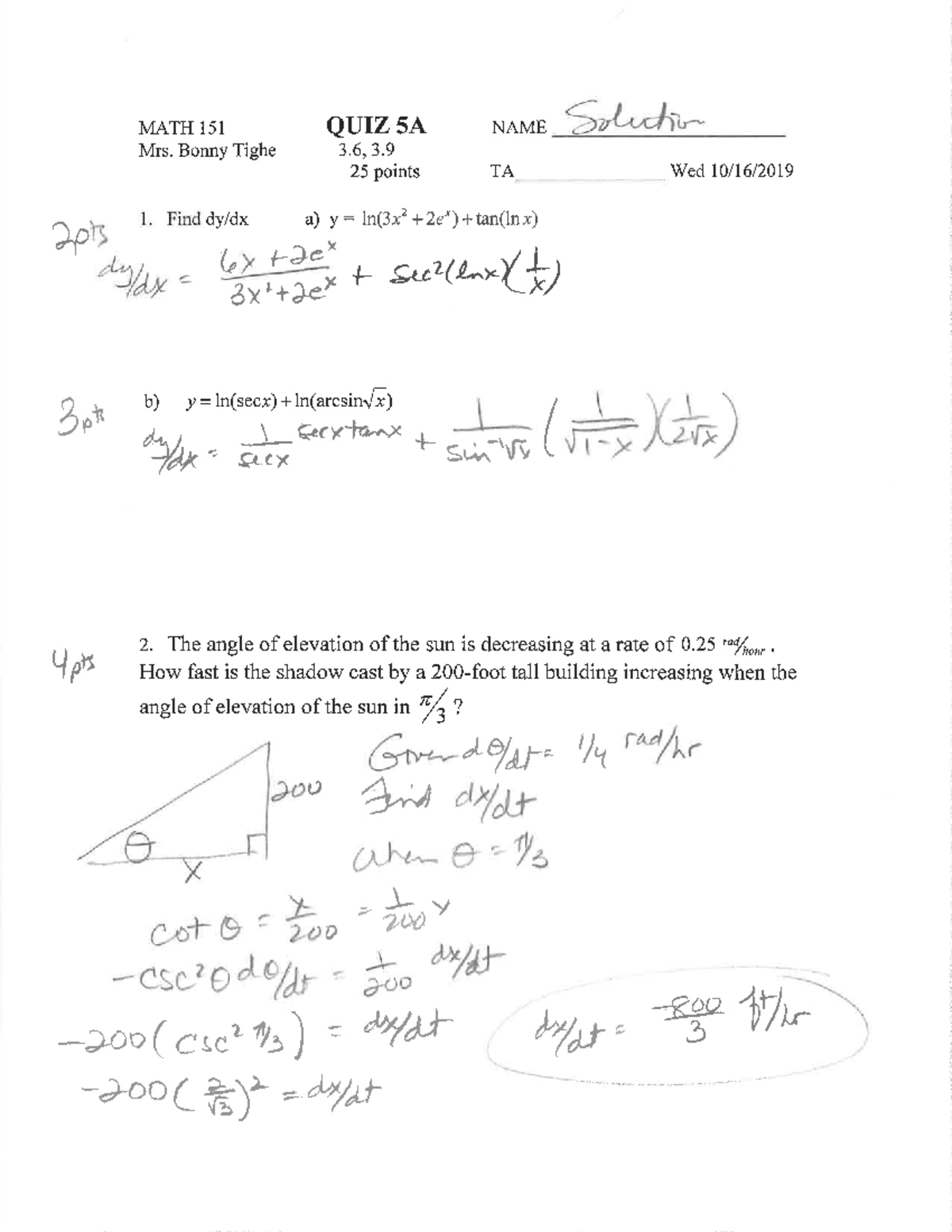 6471364 - Old Quizzes and some solutions - MATH 151 - Studocu