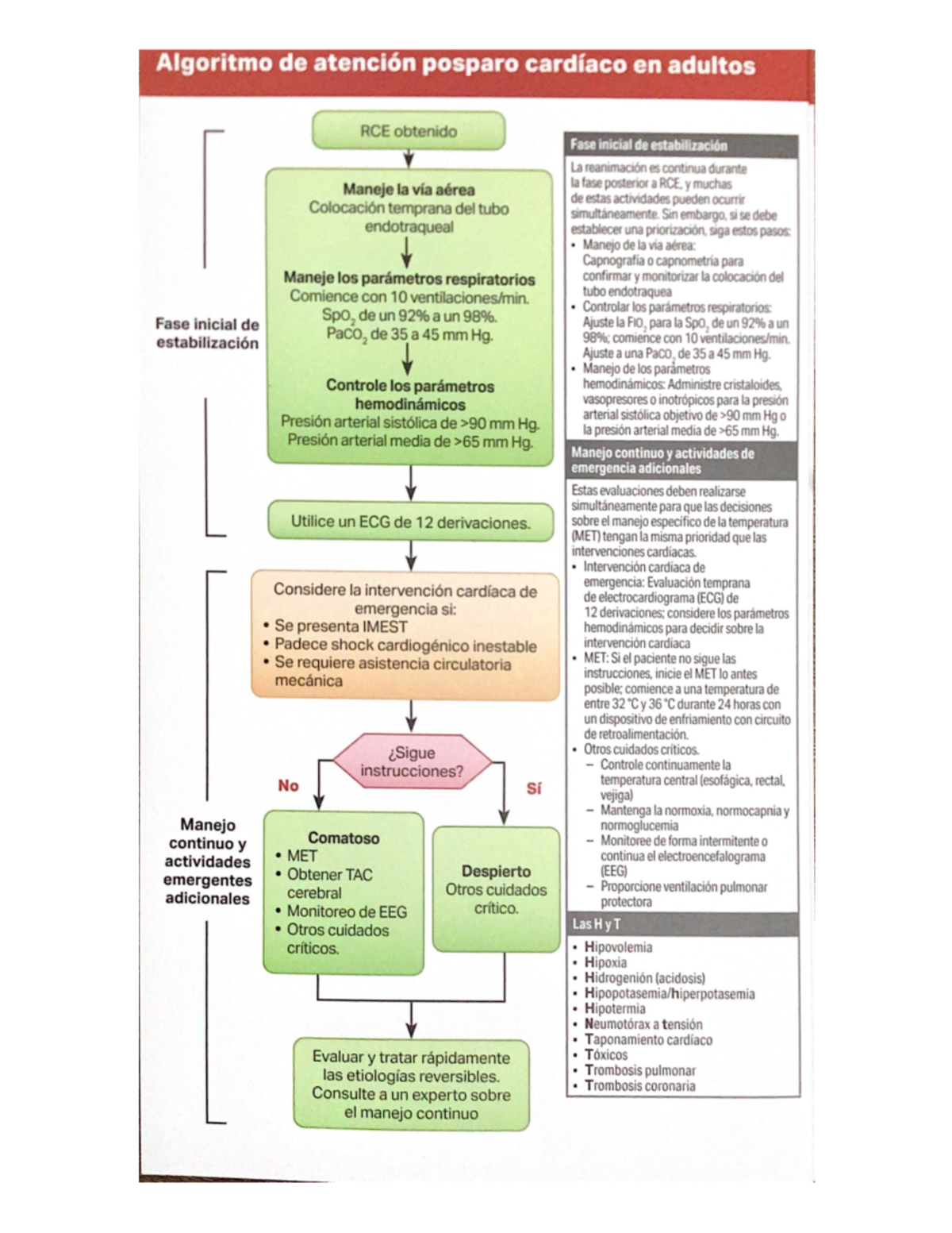 Algoritmo de atención posparo cardíaco en adultos - Habilidades ...