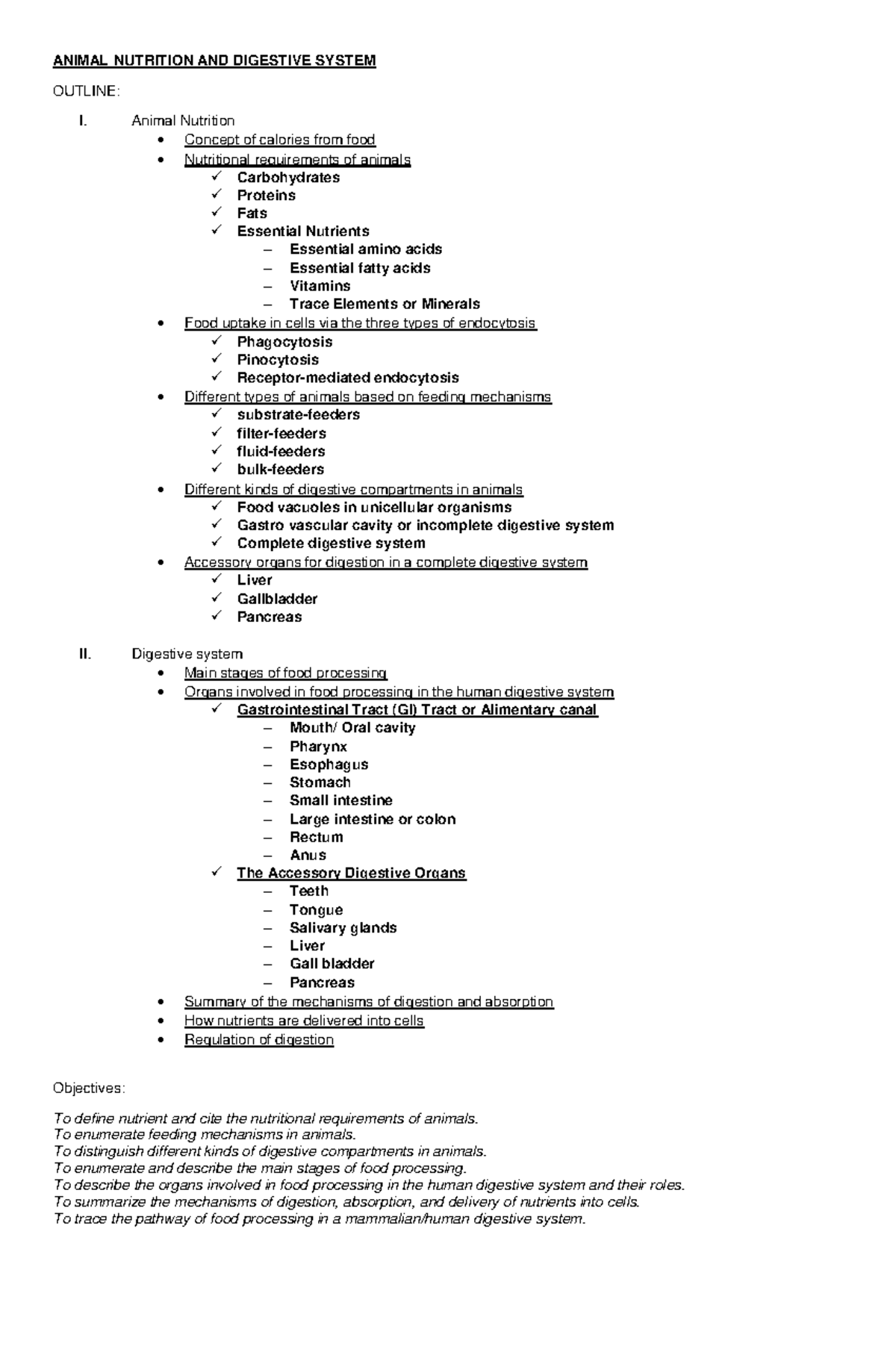Animal Nutrition AND Digestive System - ANIMAL NUTRITION AND DIGESTIVE ...