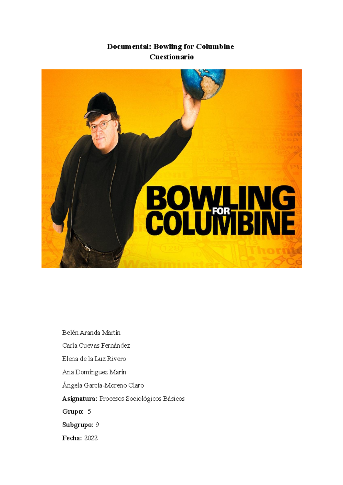 Cuestionario Bowling for Columbine - Documental: Bowling for Columbine ...