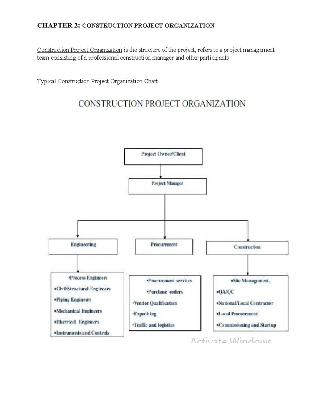 Lecture notes on Construction Projects Organization - CHAPTER 2 ...