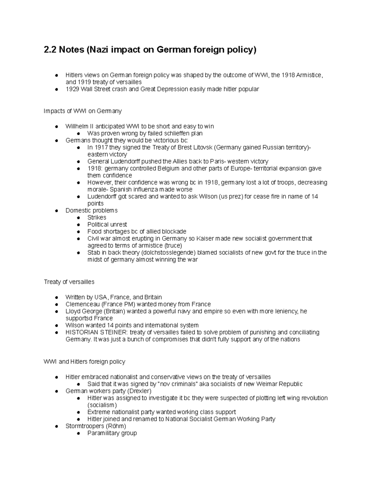Nazi Impact on German Foreign Policy - 2 Notes (Nazi impact on German ...