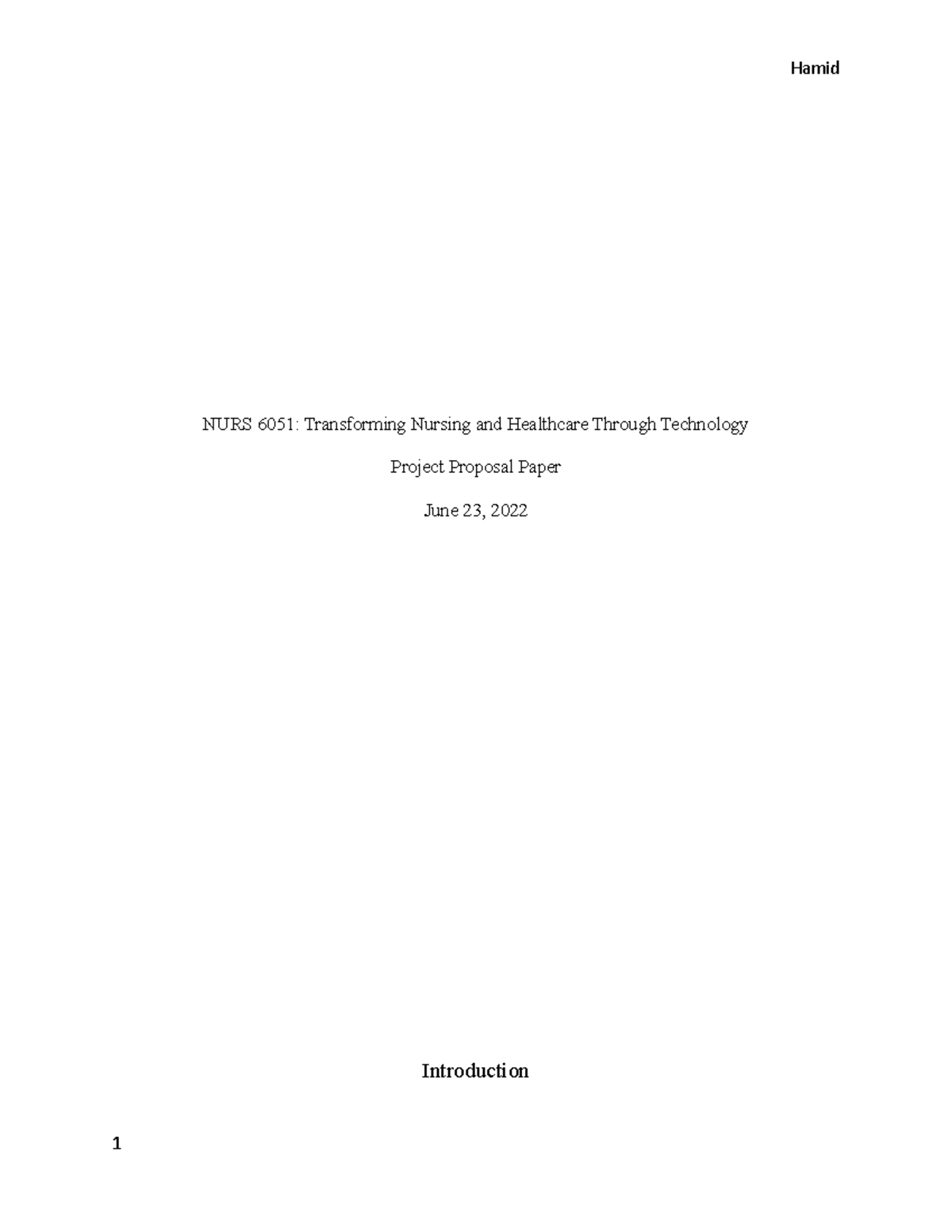 6051 - assignment from week 4 - NURS 6051: Transforming Nursing and ...