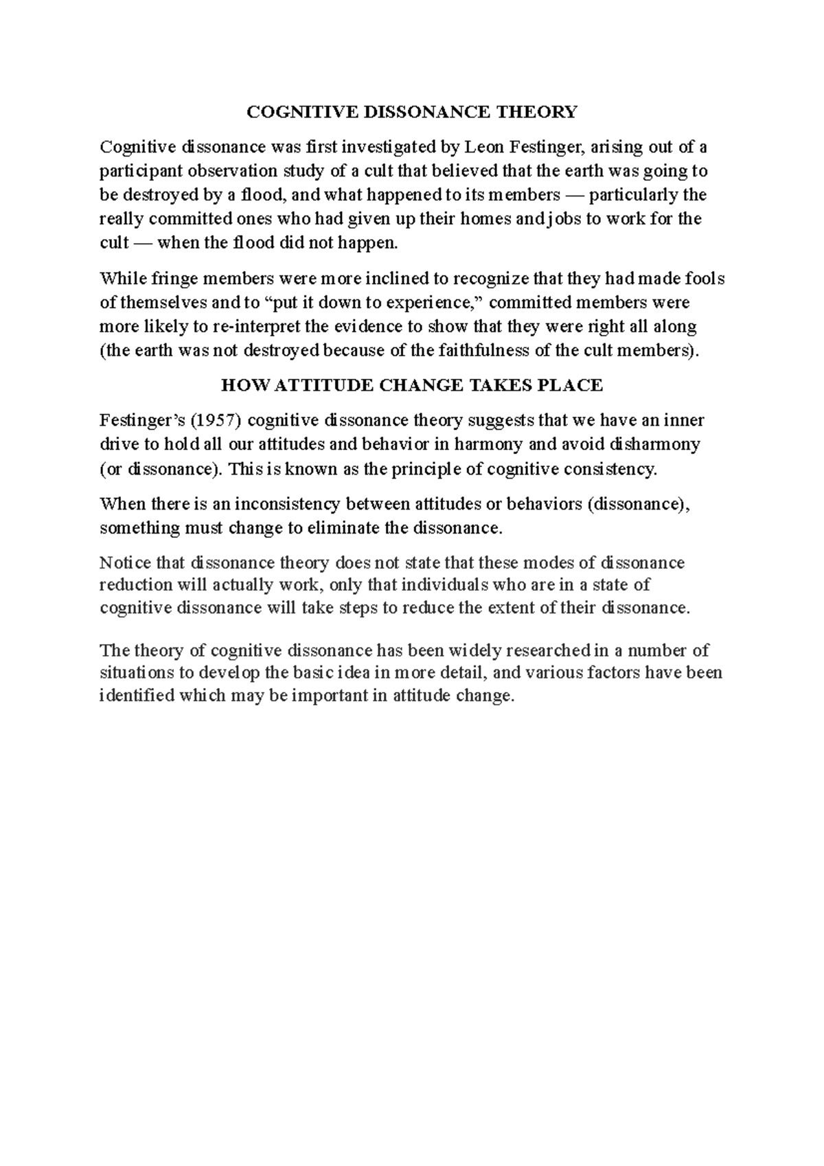 consumer behaviour assignment - COGNITIVE DISSONANCE THEORY Cognitive ...