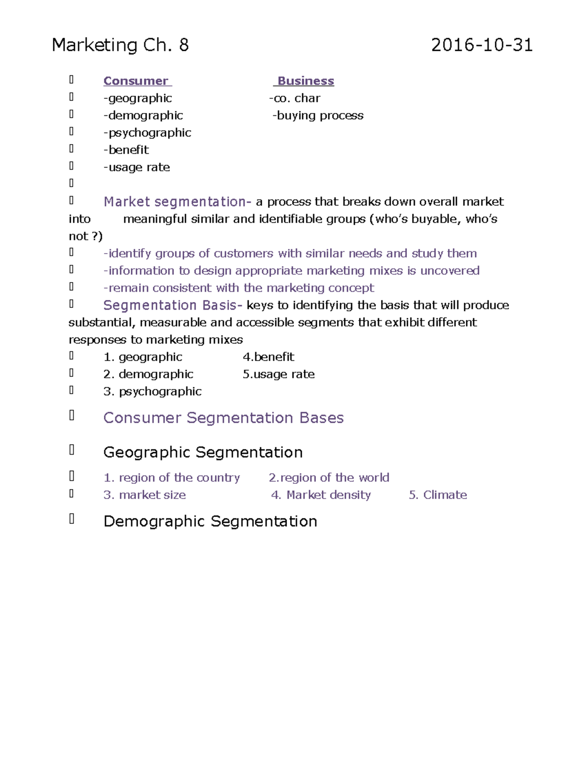 Marketing ch8 - Lecture notes Chapter 8 - Marketing Ch. 8 Consumer rate ...