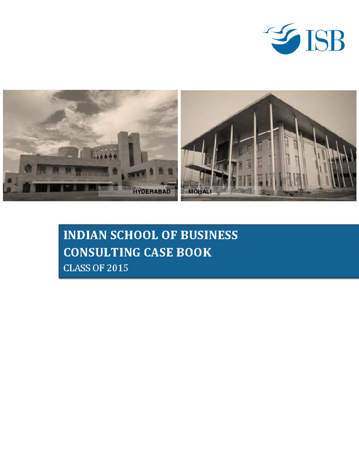 ISB Consulting Book 2015 - HYDERABAD MOHALI INDIAN SCHOOL OF BUSINESS ...