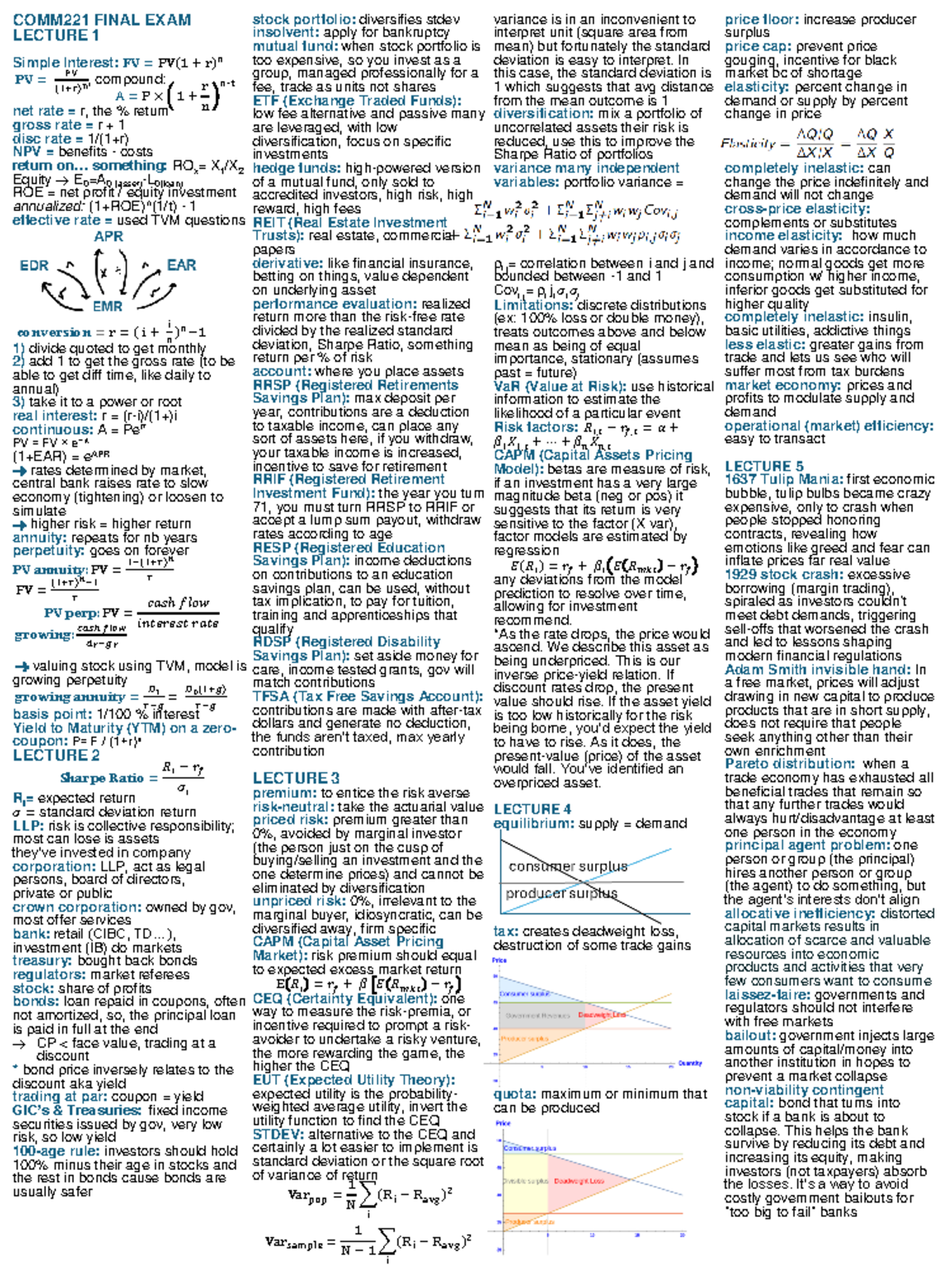 FINAL EXAM - Reminder Sheet All Subjects - COMM221 FINAL EXAM LECTURE 1 ...