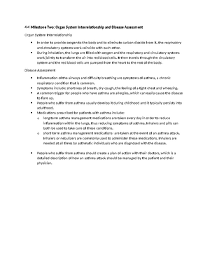 2-4 Milestone One Organ System Assessment - Respiratory System A ...