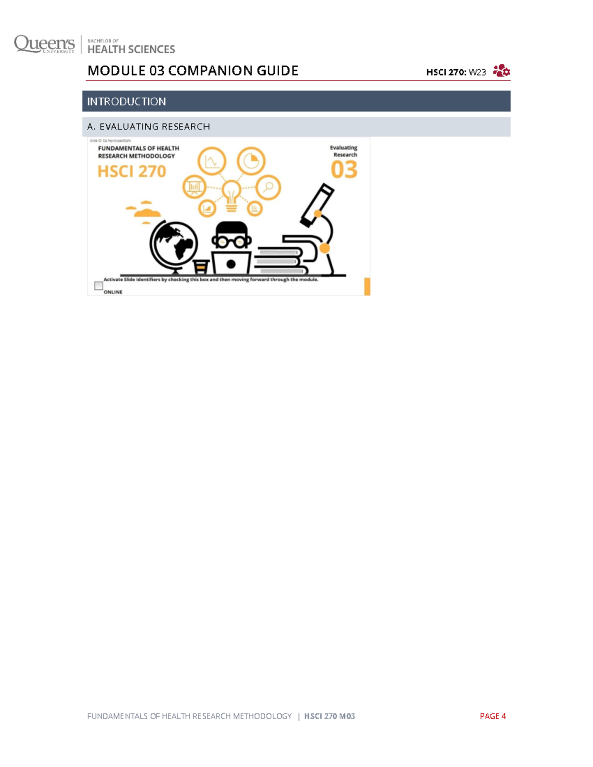 BMED 270 Module 3 - INTRODUCTION A. EVALUATING RESEARCH B. INTRODUCTION ...