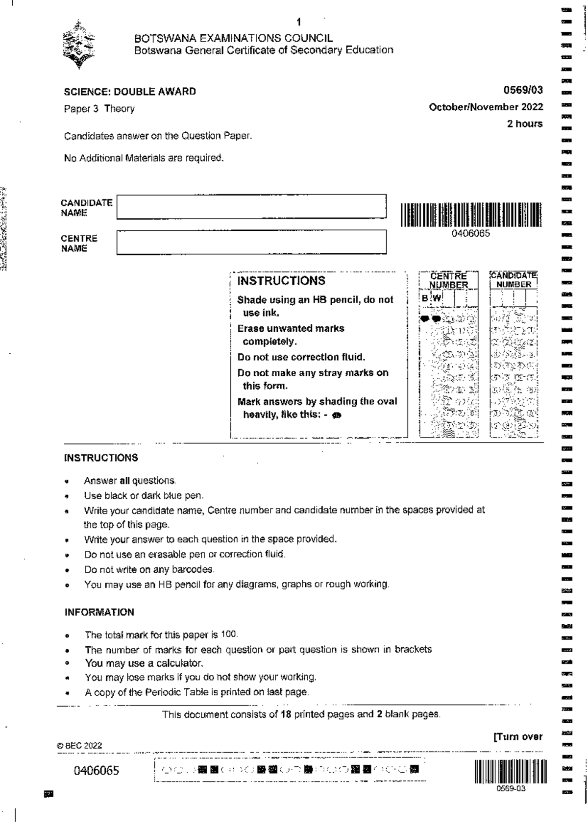 SDA Revision KIT - Past papers - 1 BOTSWANA EXAMINATIONS COUNCIL ...