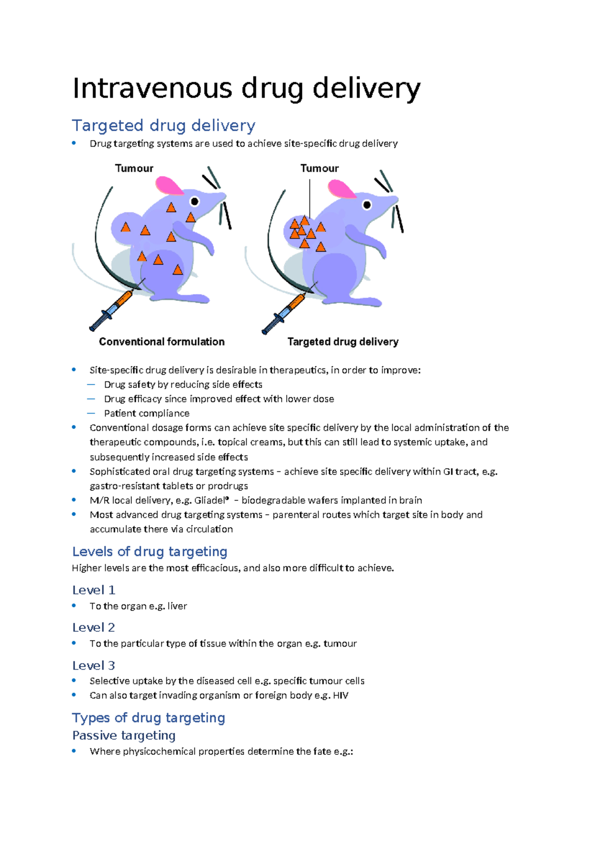Notes 03 - Routes for drug delivery - Intravenous drug delivery ...