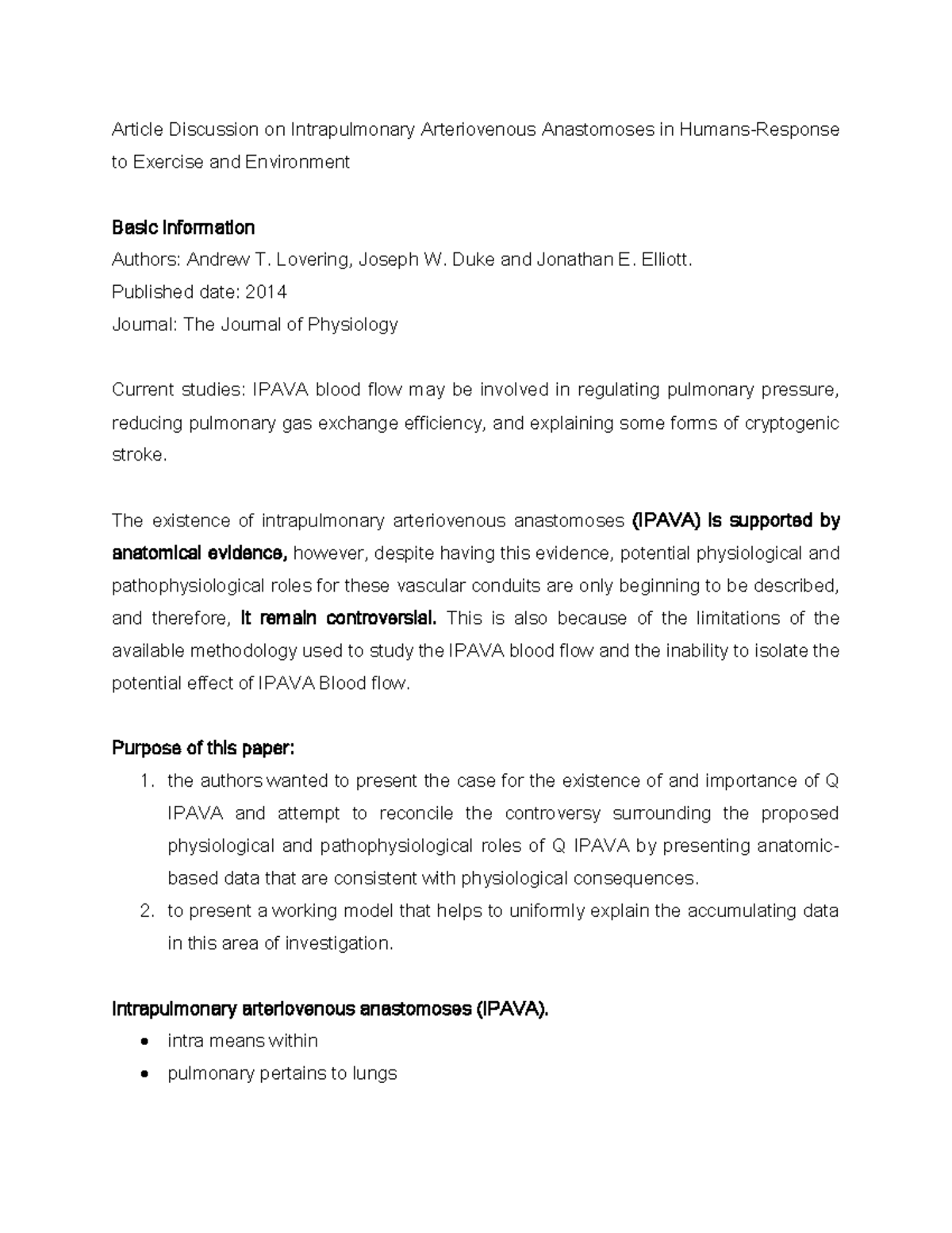 Article Discussion about Intrapulmonary arteriovenous anastomoses ...