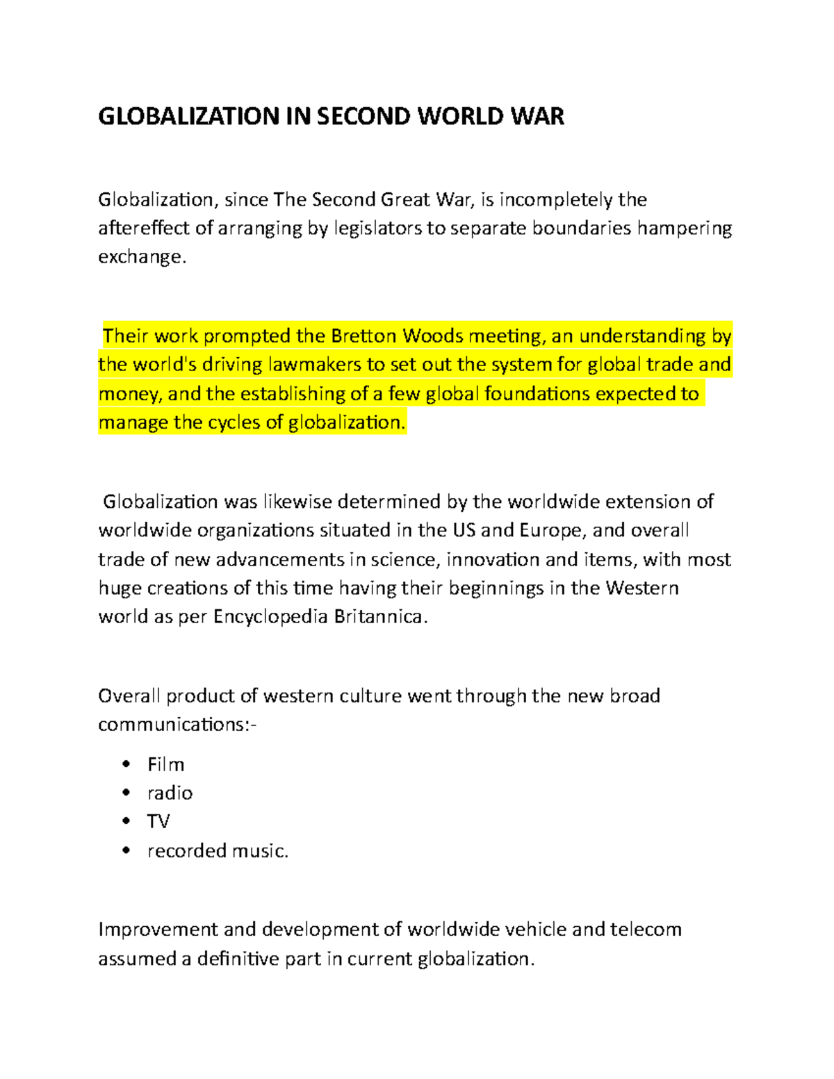 Globalization In Second World War - GLOBALIZATION IN SECOND WORLD WAR ...