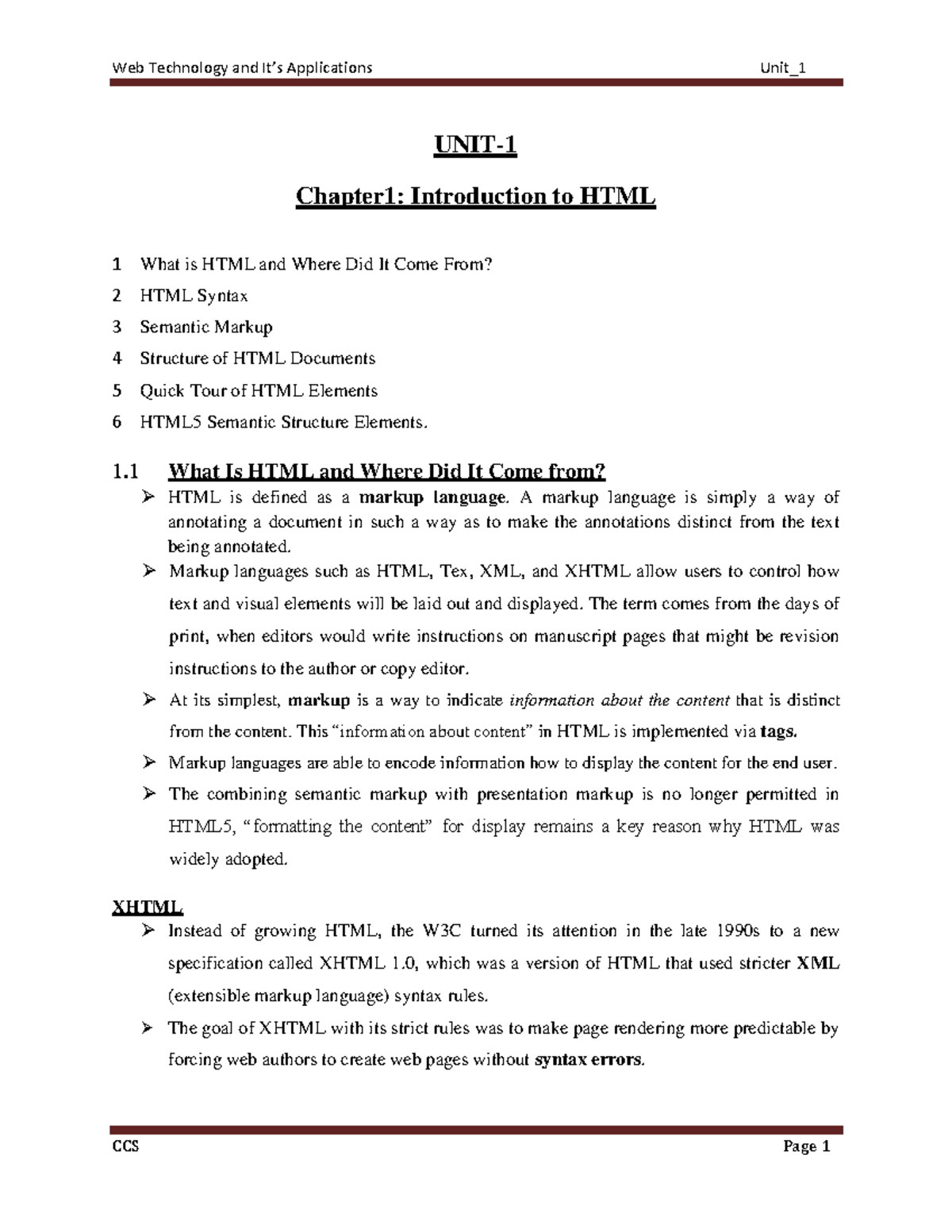 Web Mod1az Documents Web Tech Unit Chapter1 Introduction To Html 1 What Is Html And Where