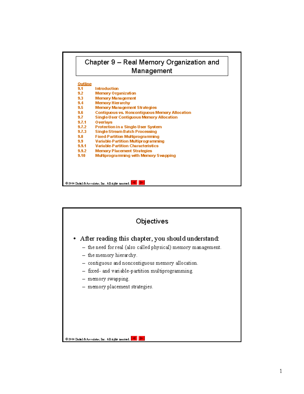 Real Memory Organization - 2004 Deitel & Associates, Inc. All rights ...