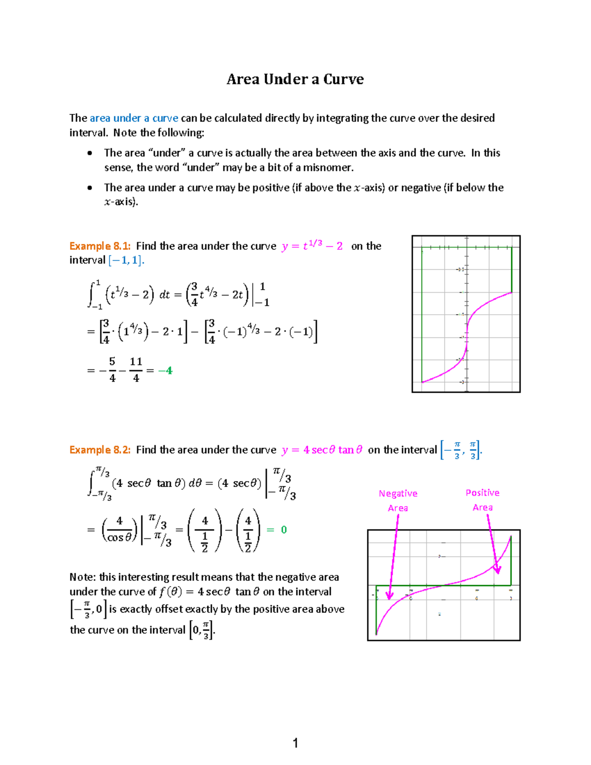 Applications of Integration and Differential Equations - Area Under a ...