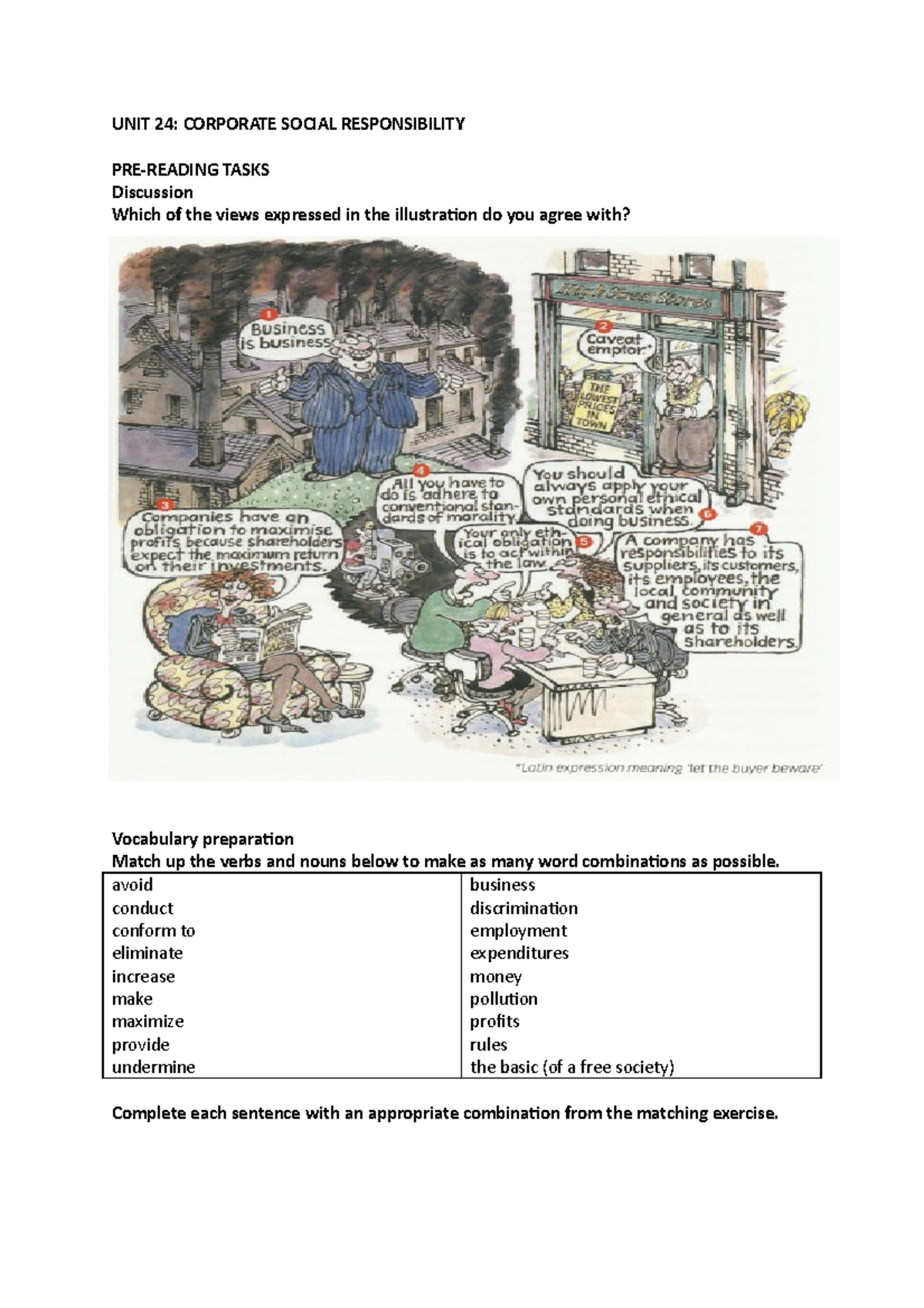 EFBS UNIT 24 Reading Activities - UNIT 24: CORPORATE SOCIAL ...