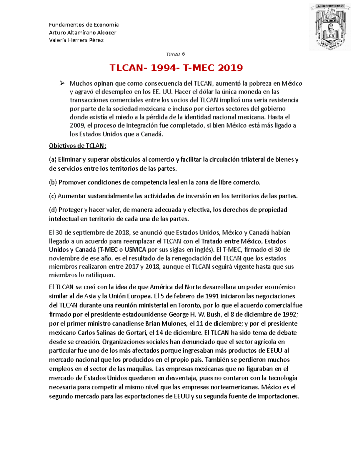 Tlcan y TMEC - Tratado de libre comercio - Fundamentos de Economía ...