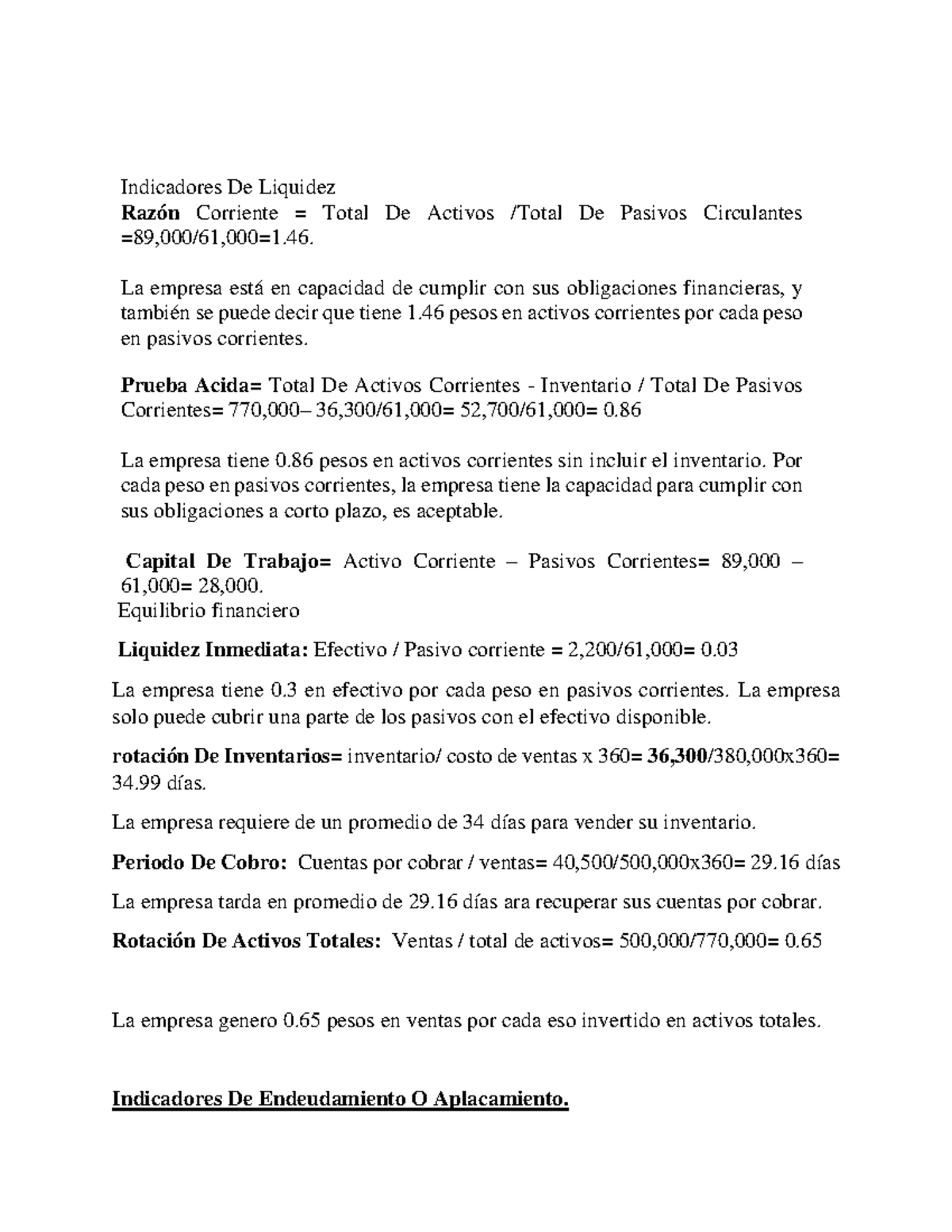 Indicadores De Liquidez 1 - Indicadores De Liquidez Razón Corriente ...