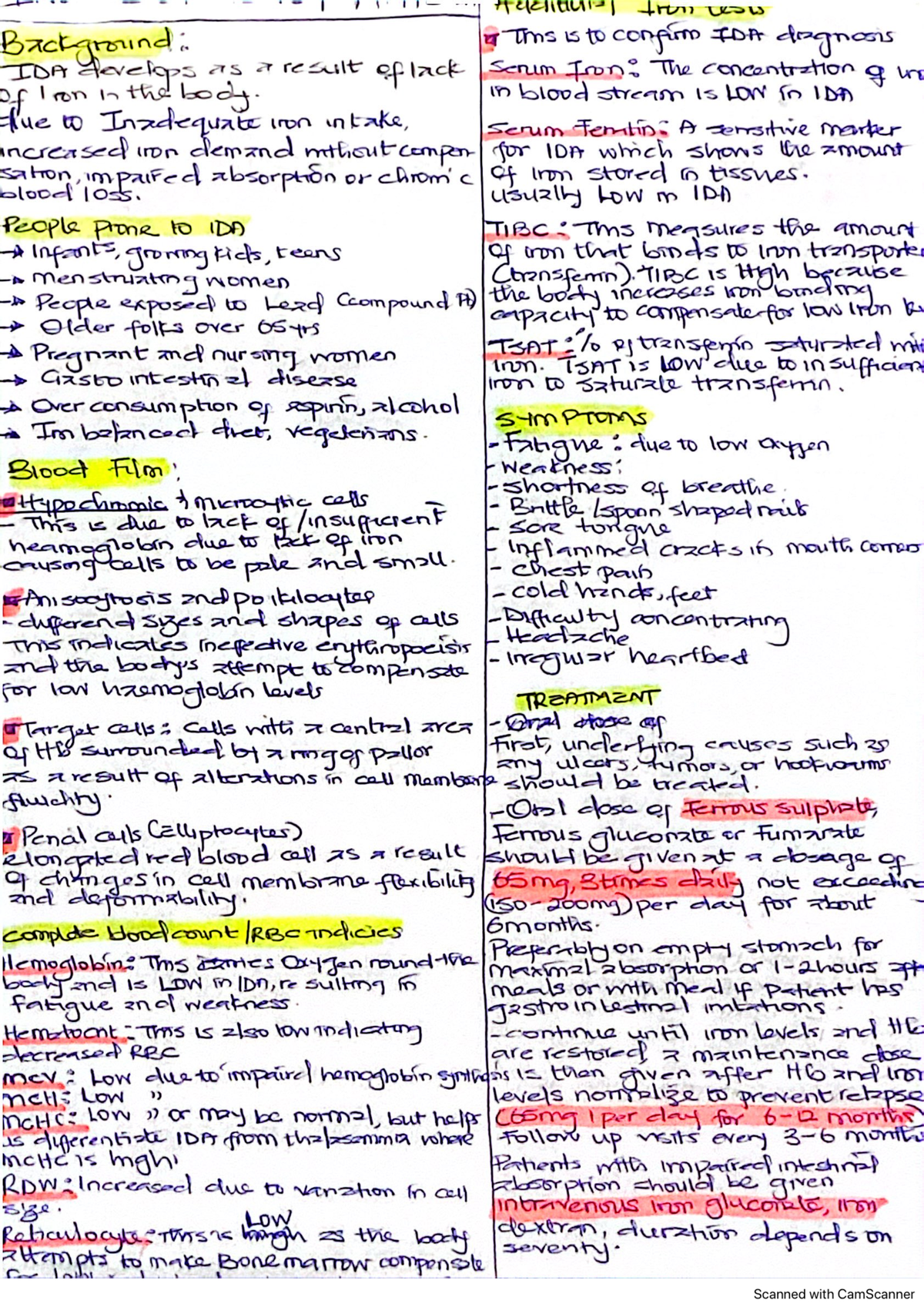 Iron deficiency - Notes for Anaemia case study exam - LS6005 - Studocu