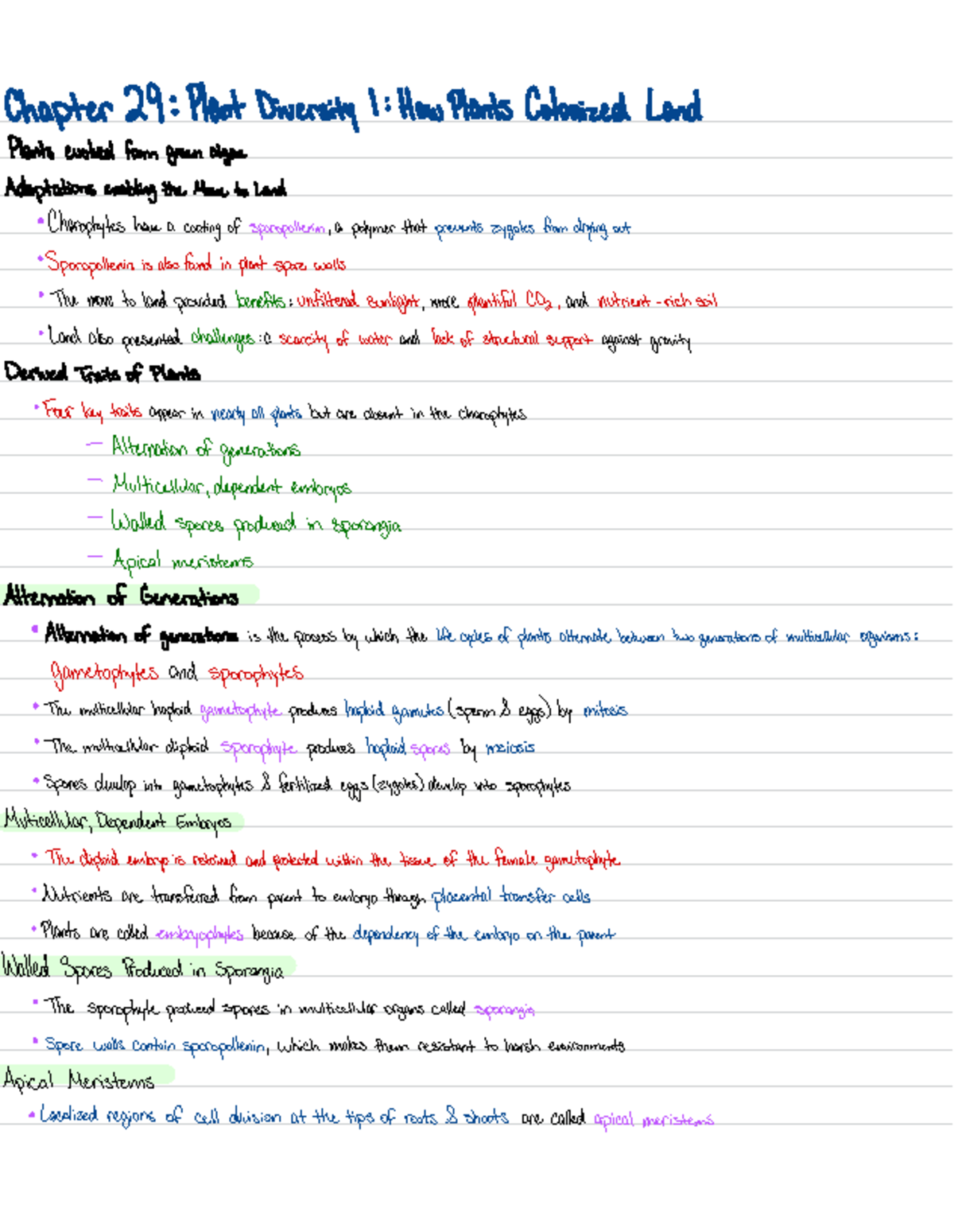 Bio 2 notes for exam 2 - Chapter 29 : Plant Diversity ####### 1 : How ...