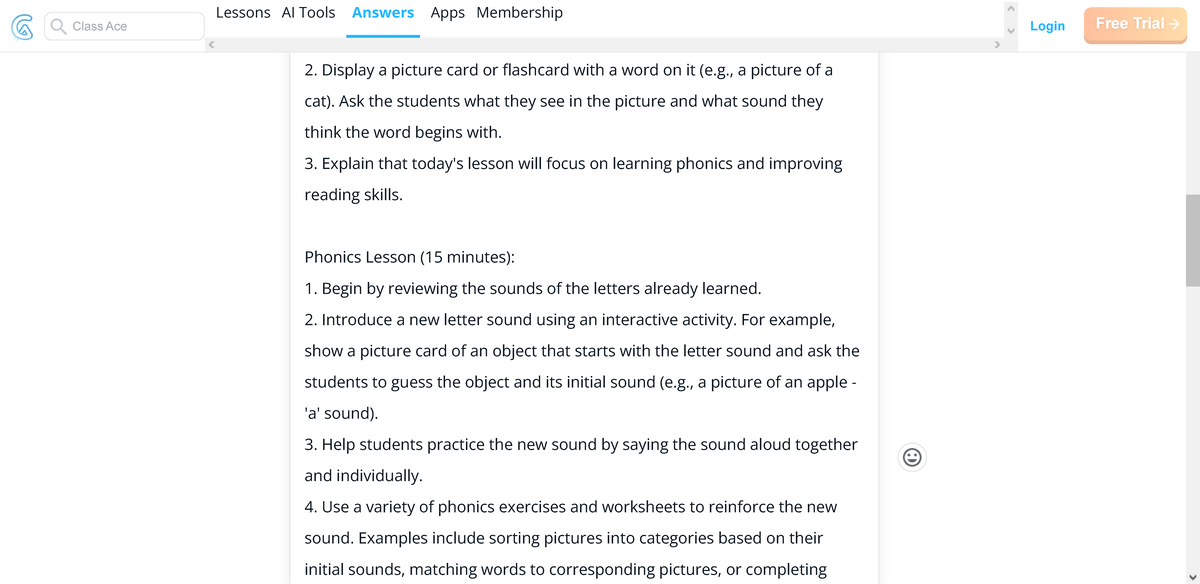 Answers to Lesson PLAN FOR Reading AND Phonics ( Grade 1) - Greet the ...