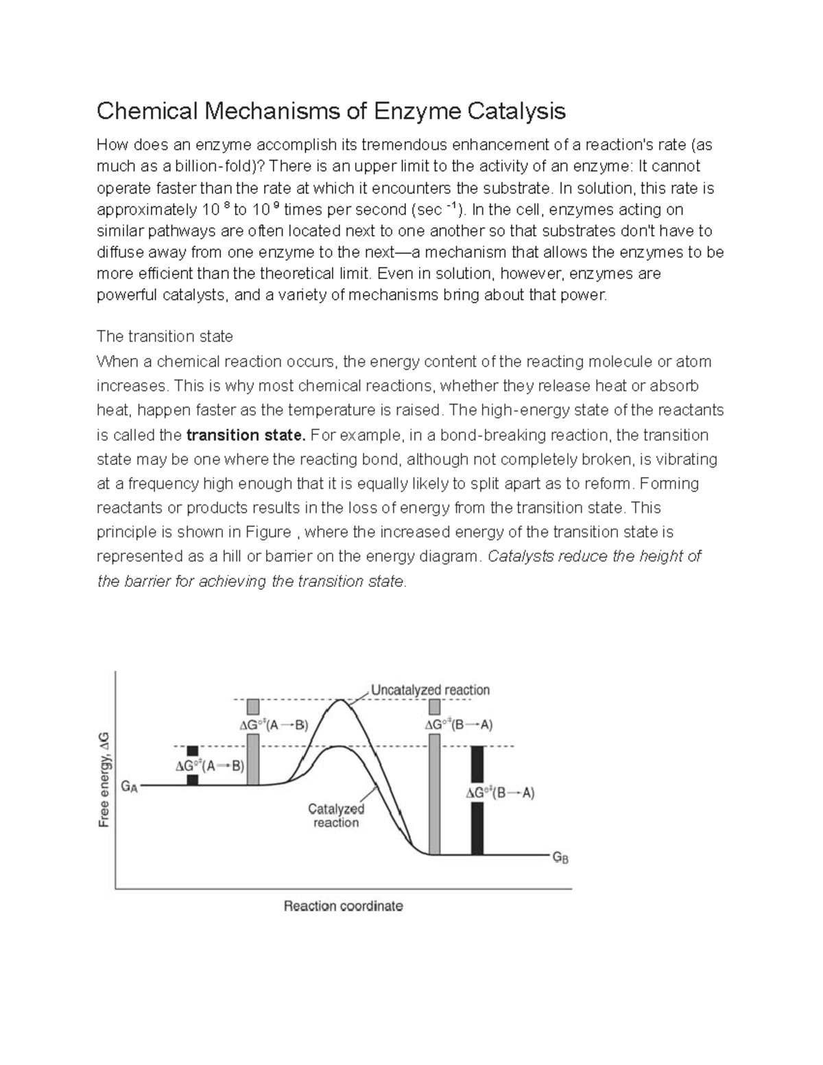 Chemical Mechanisms of Enzyme Catalysis - In solution, this rate is ...