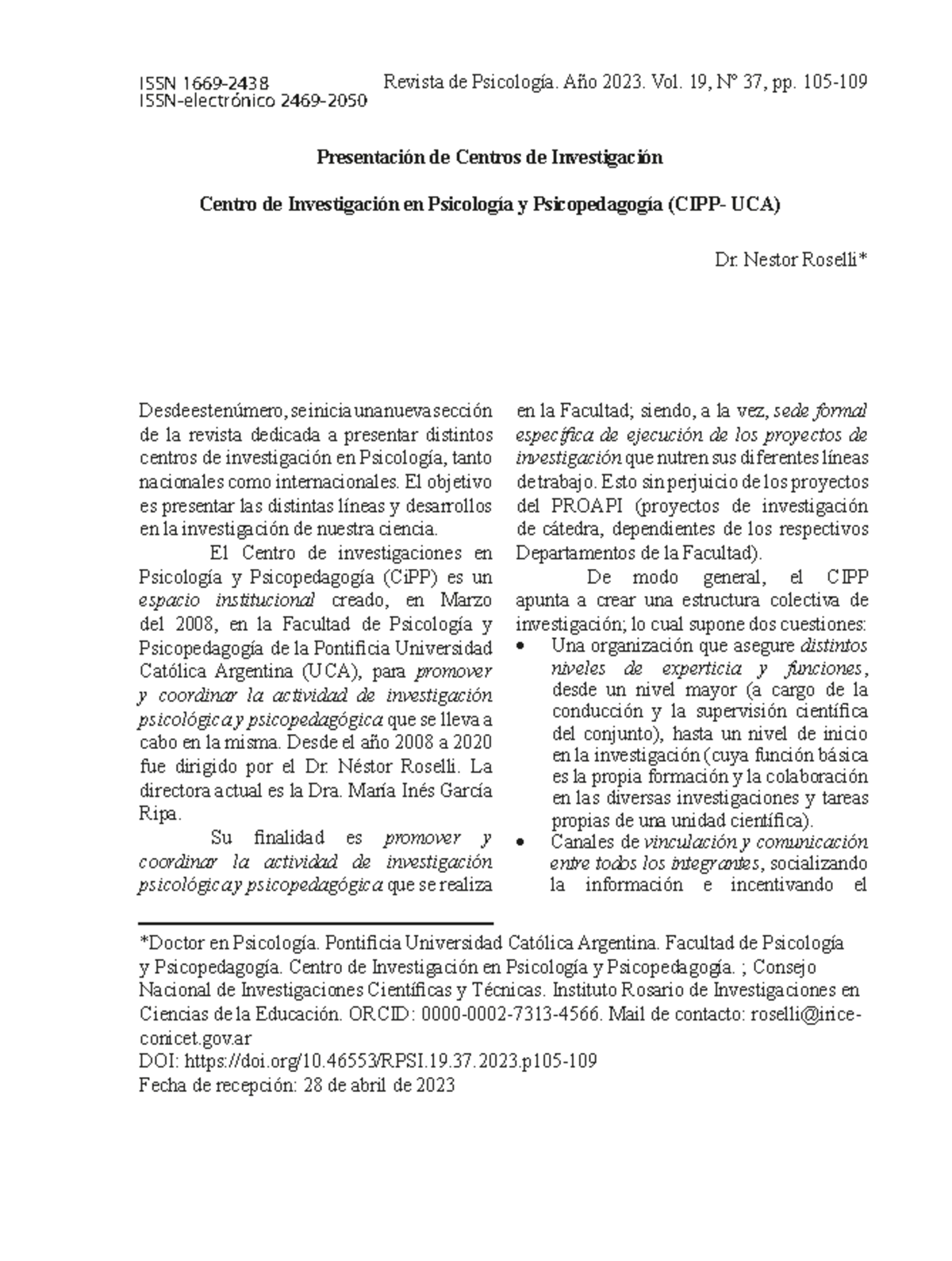 Presentación-centros-investigación - ISSN 1669- ISSN-electrónico 2469 ...