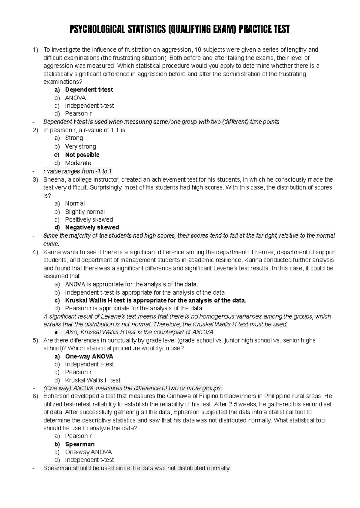 MOCK TEST 50 114 - Statistic - PSYCHOLOGICAL STATISTICS (QUALIFYING ...