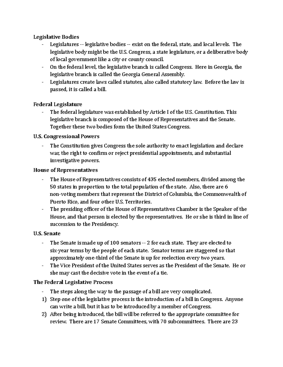Chapter 1 Health Law - Legislative Bodies - Legislatures - legislative ...