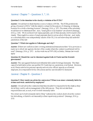 Unit 2 Homework - Fernando Castro MBA524 Homework – Unit 2 Page: 1 ...