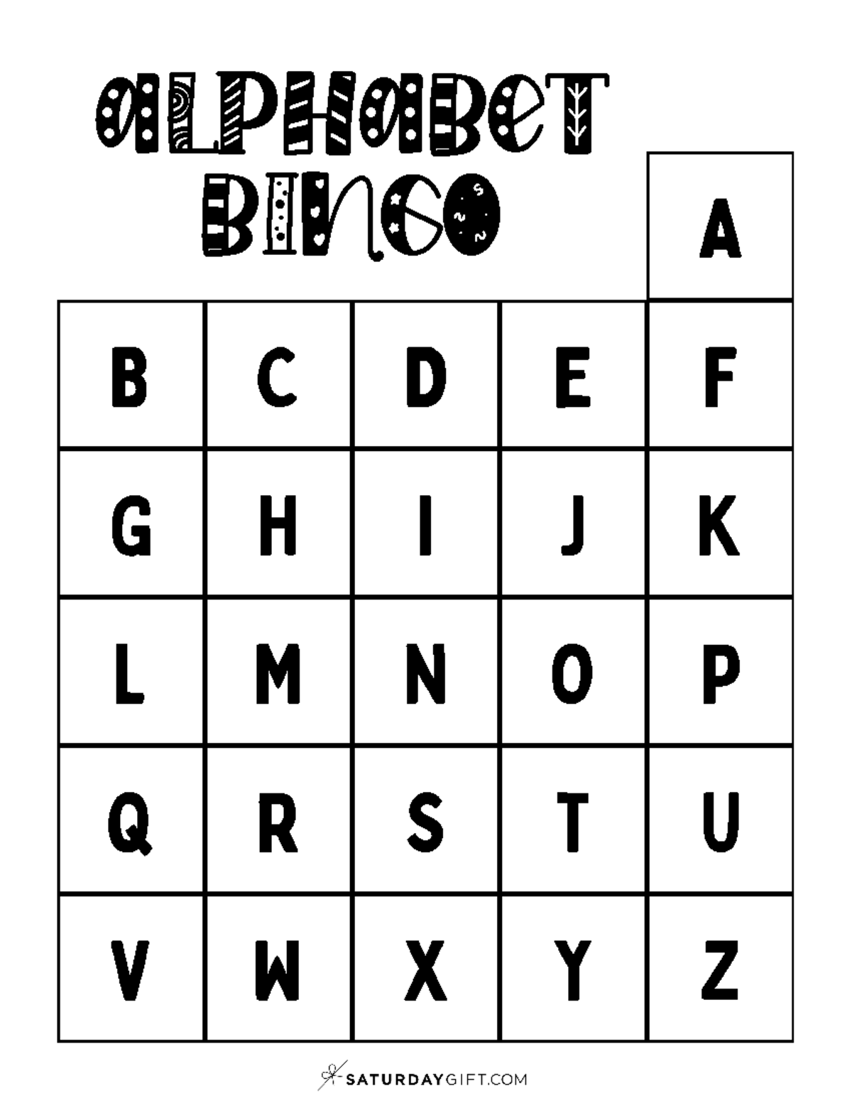 ABC bingo cards and calling sheet uppercase letters black white ...