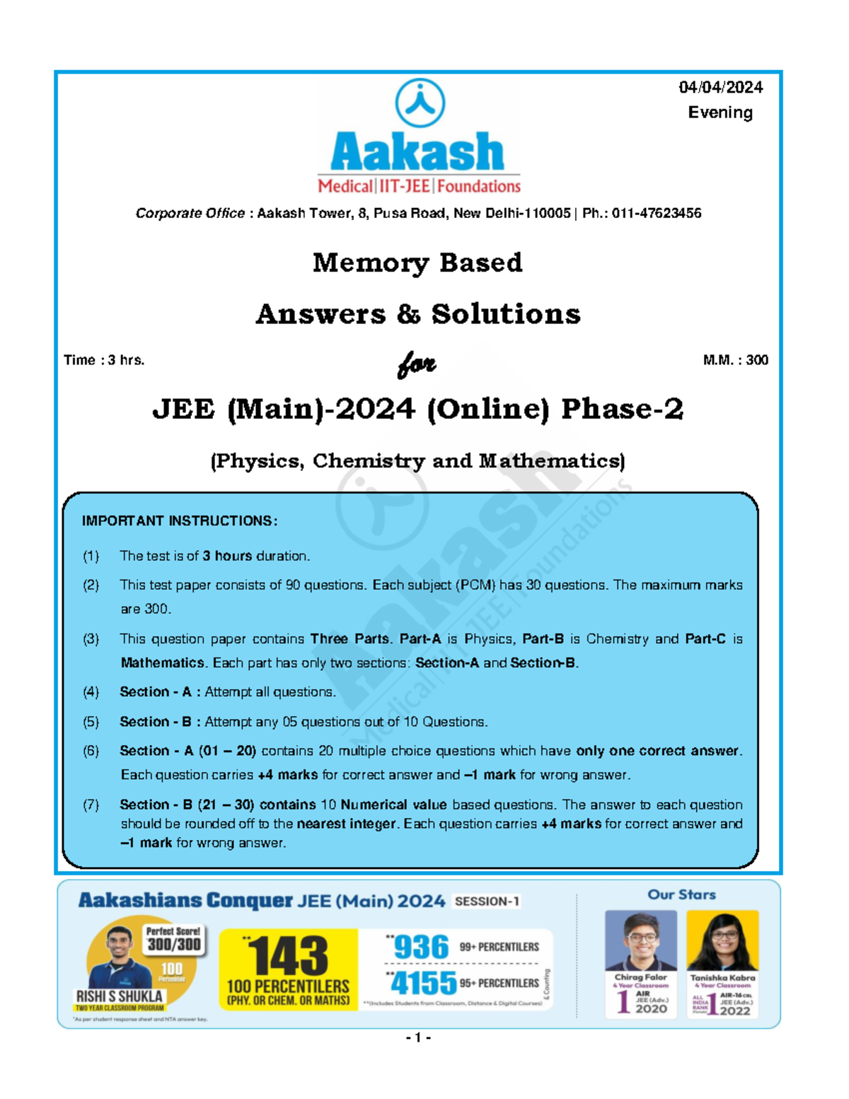 4 Evening - Corporate Office : Aakash Tower, 8, Pusa Road, New Delhi ...