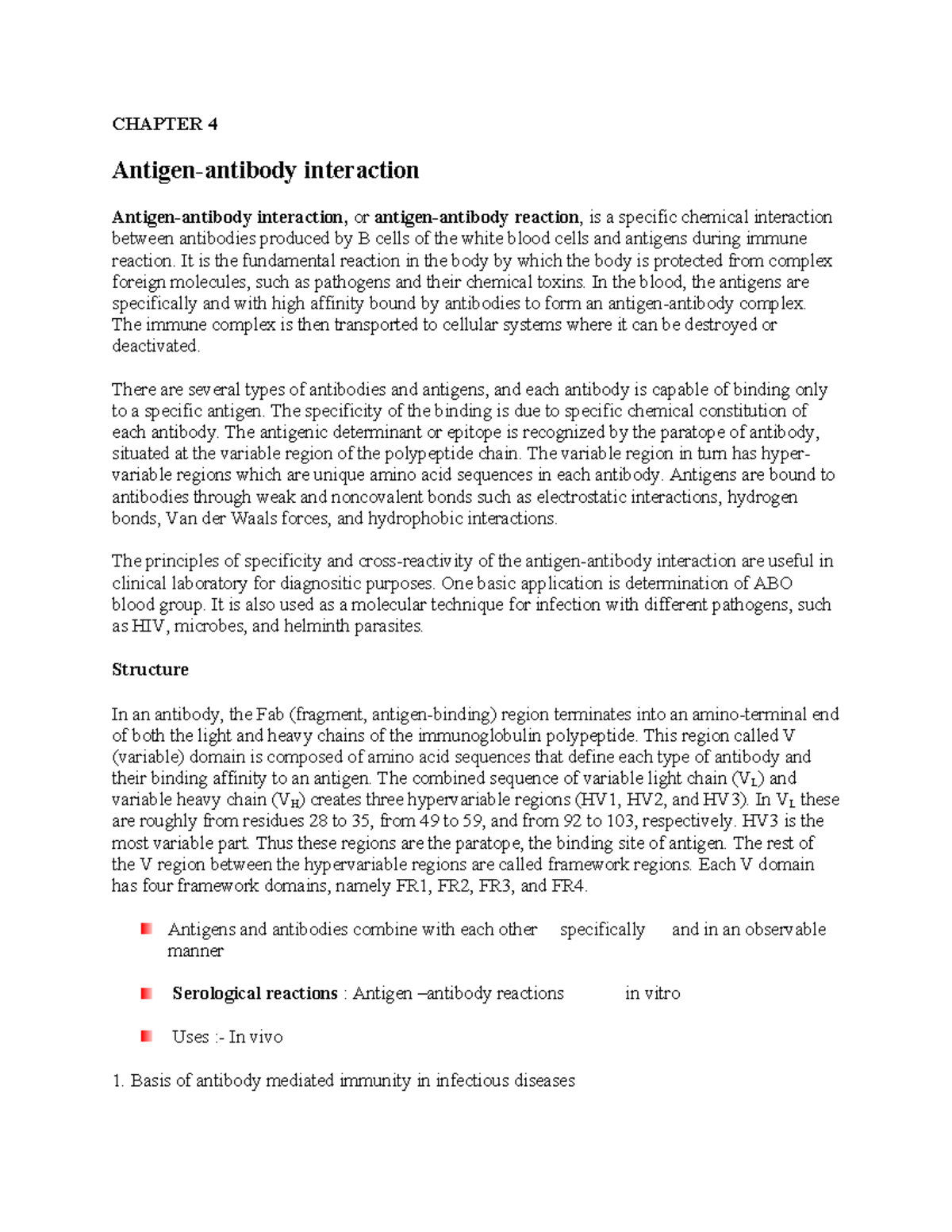 Chapter 4 - medical notes - CHAPTER 4 Antigen-antibody interaction ...