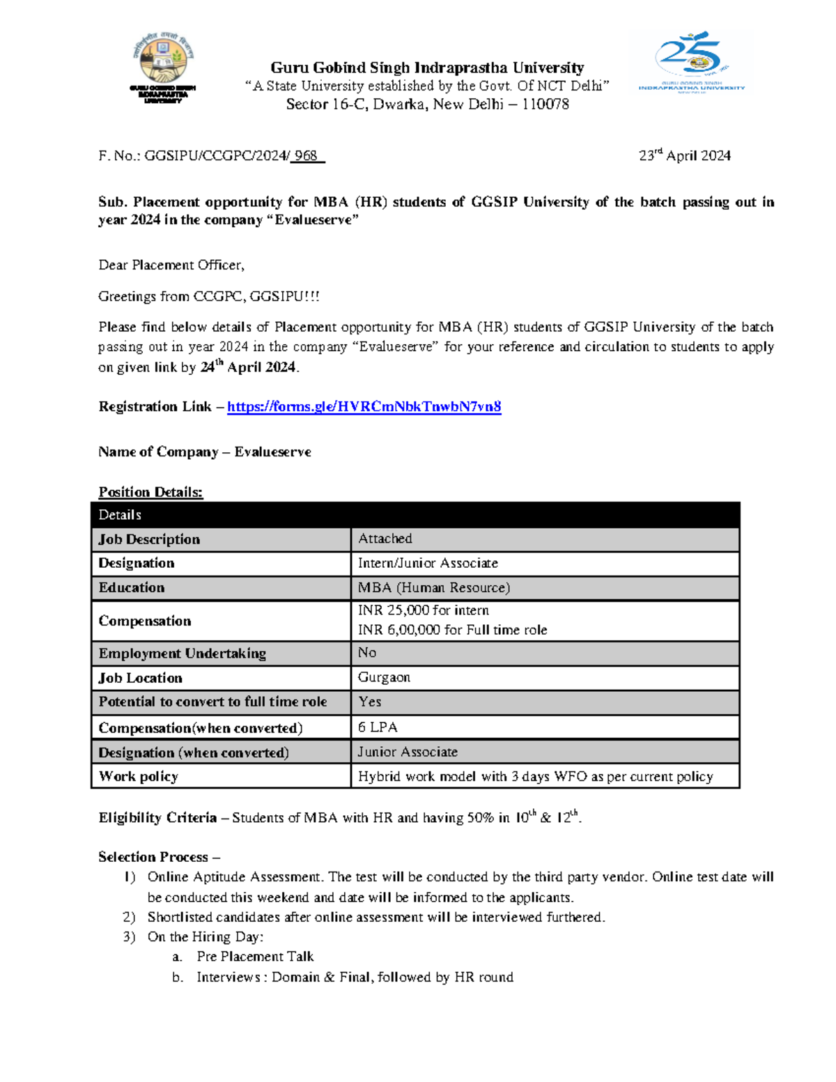 Nt230424515 - F. No.: GGSIPU/CCGPC/2024/ 968 23 rd April 2024 Sub ...