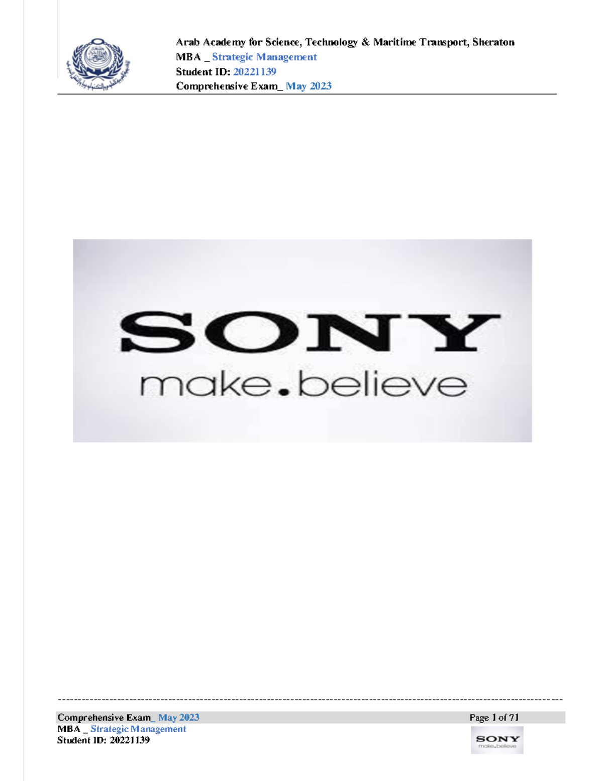 ID20221139-Group K-Sony strategic & business plan - MBA _ Strategic ...