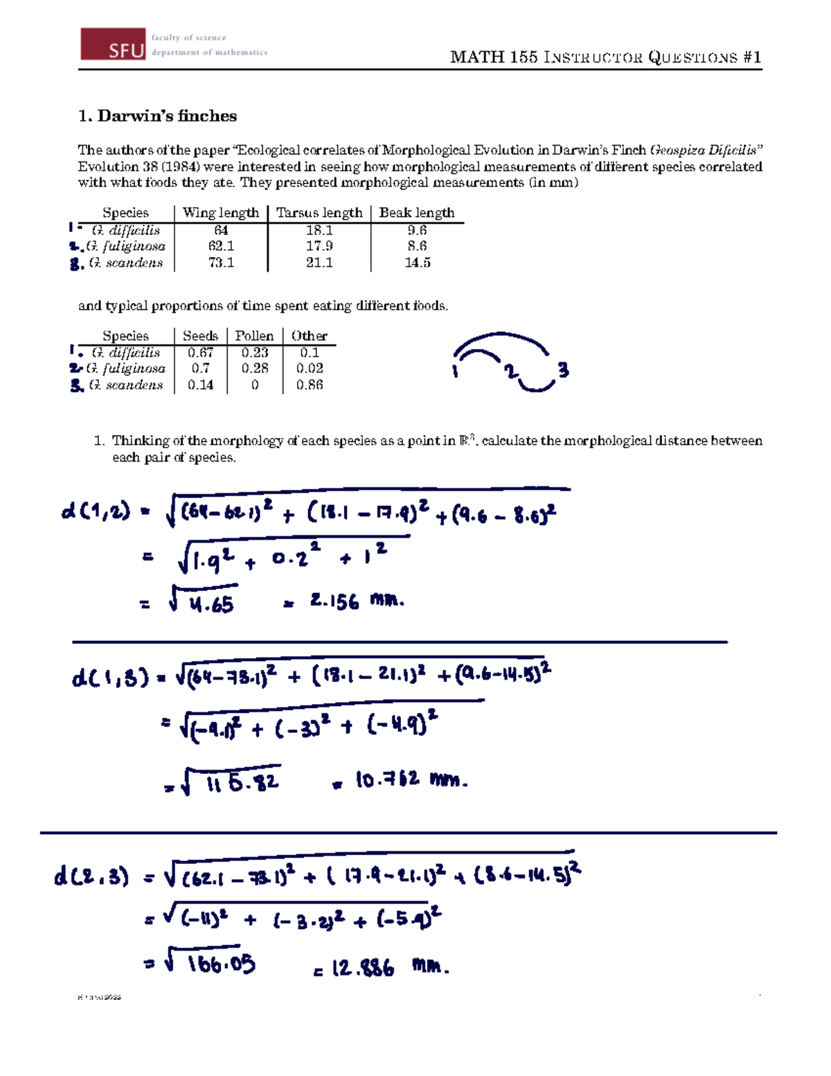 IQ 1 - 1 math 200 practice questions for your final - MATH 155 ...