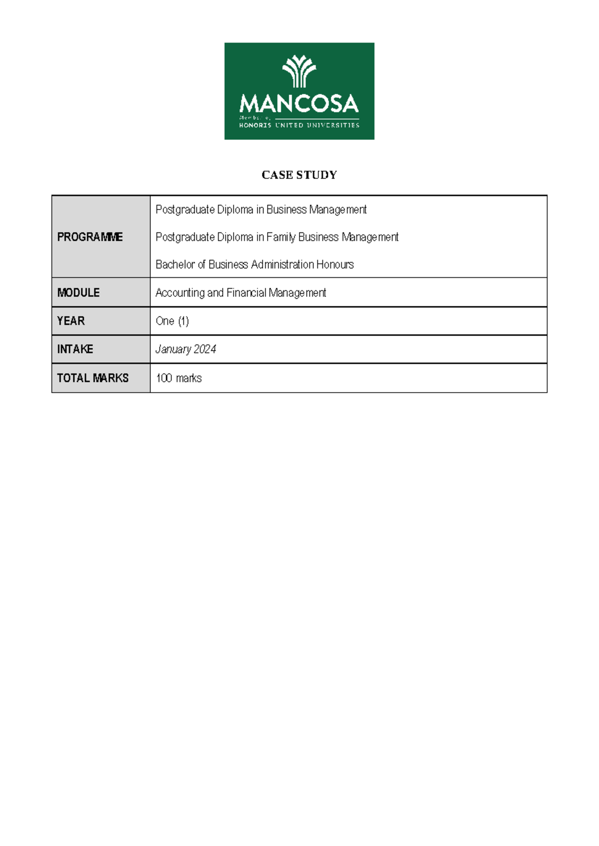 Cstudy Jan24 Pgdbm ACF102 Final 20240424114347 - CASE STUDY PROGRAMME ...