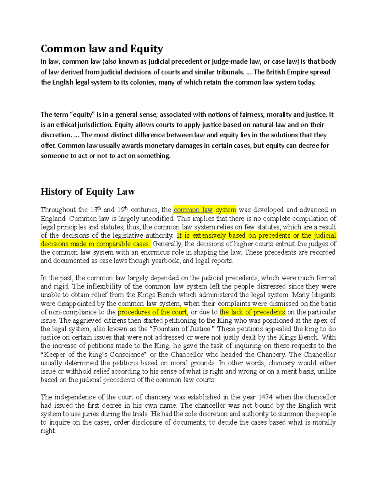 Common law and equity - Basic information on the topic. - Common law ...