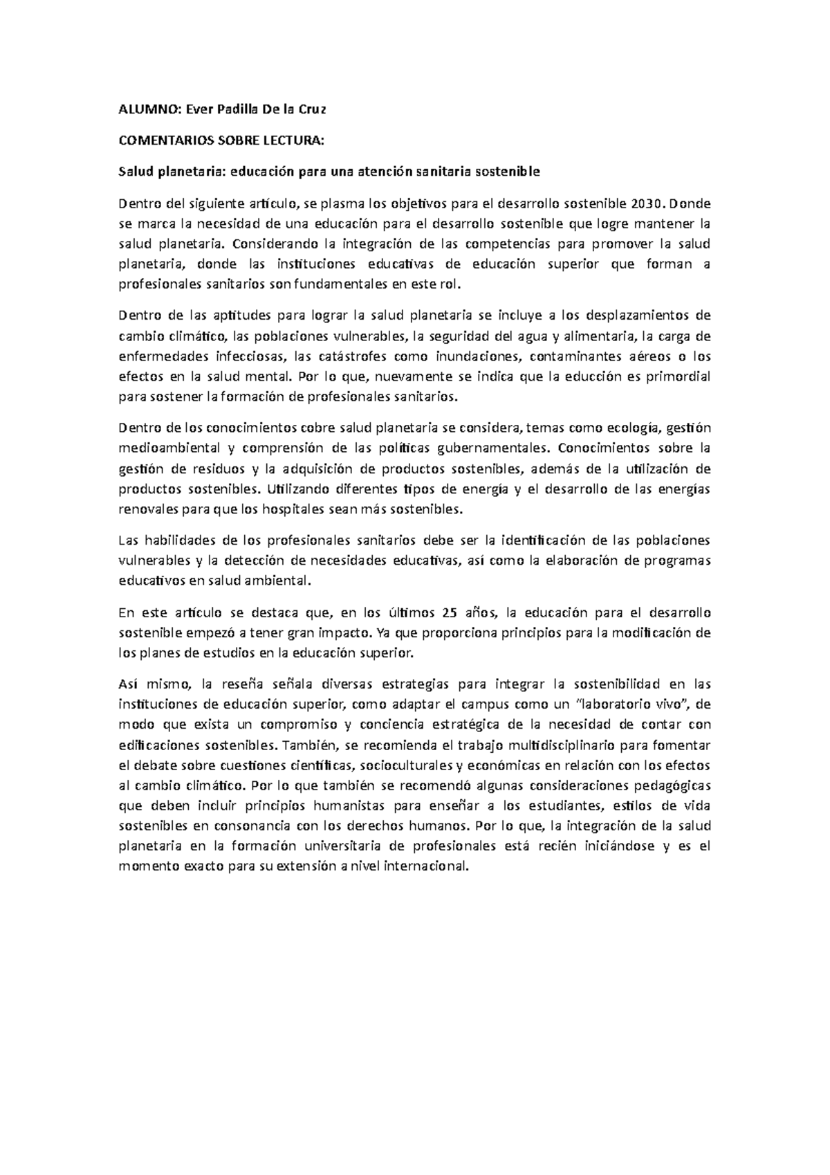 Salud planetaria educación para una atención sanitaria sostenible ...