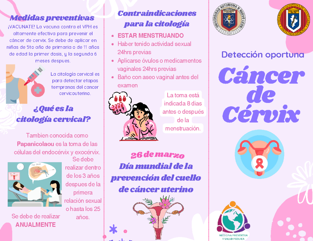 Triptico de Cancer de cervix - ¡VACUNATE! La vacuna contra el VPH es ...