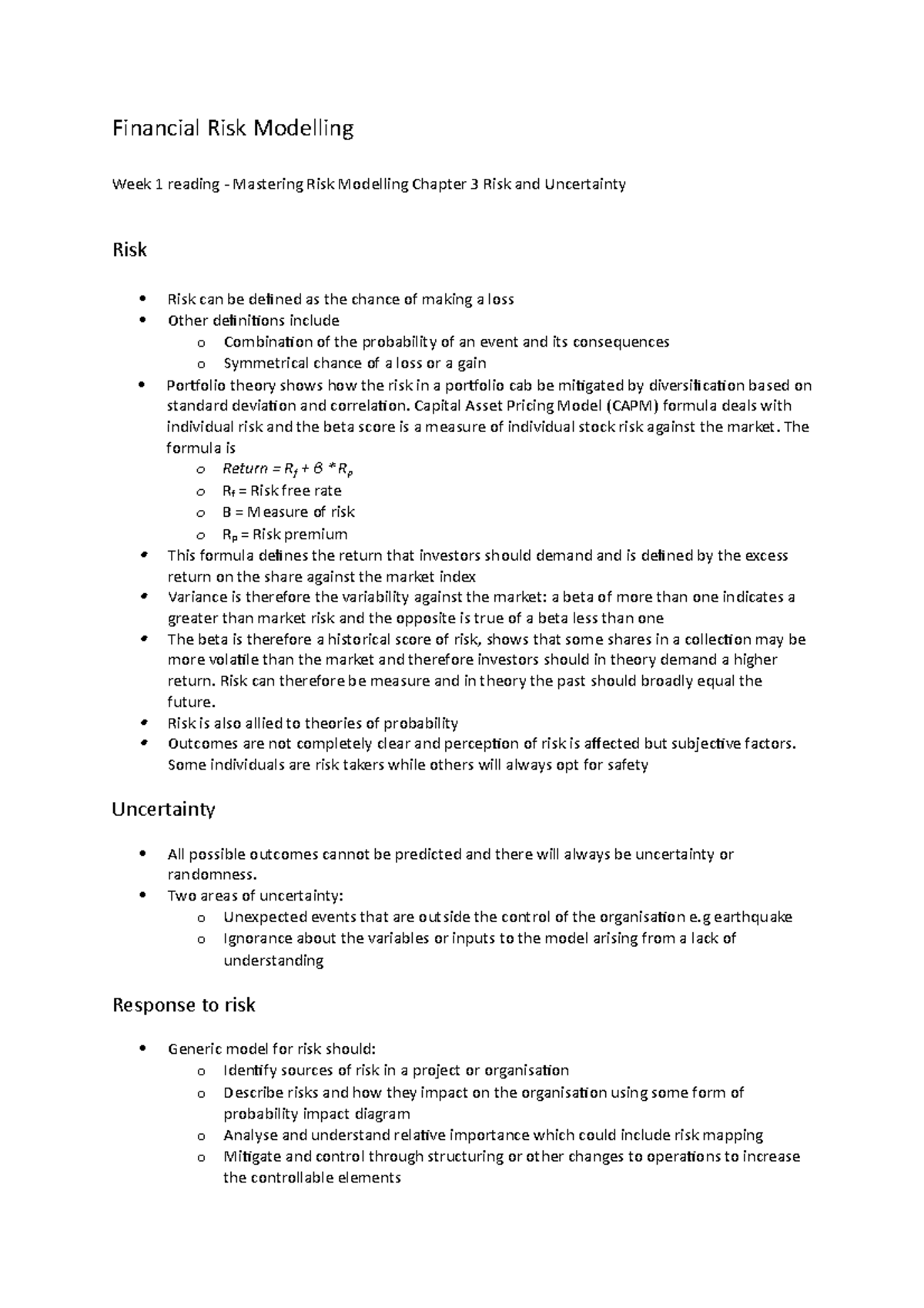 Financial Risk Modelling reading notes - Financial Risk Modelling Week ...