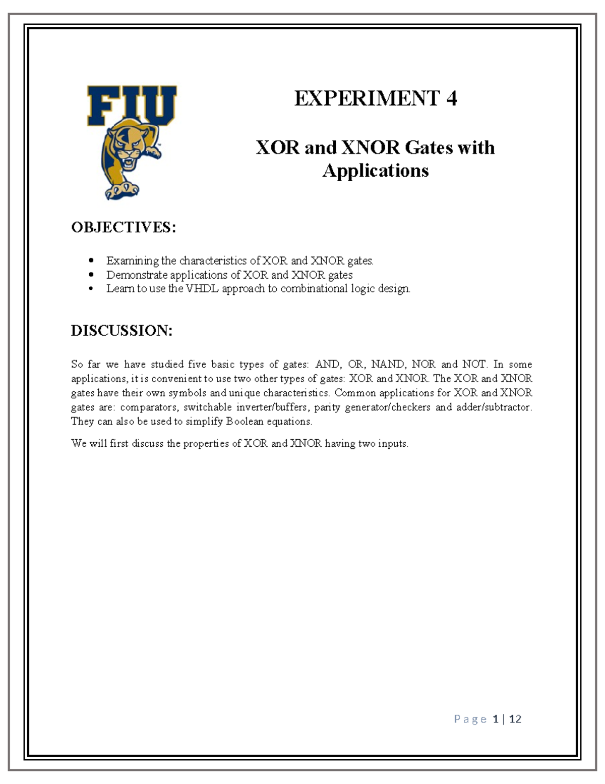 Experiment 4 - Lab Assignment for Logic Design course - EXPERIMENT 4 ...