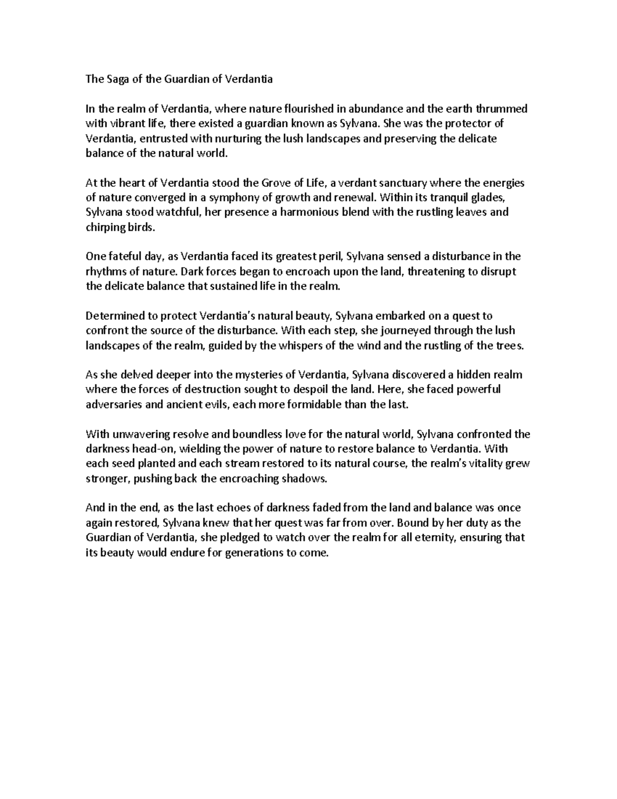 The Saga of the Guardian of Verdantia - She was the protector of ...